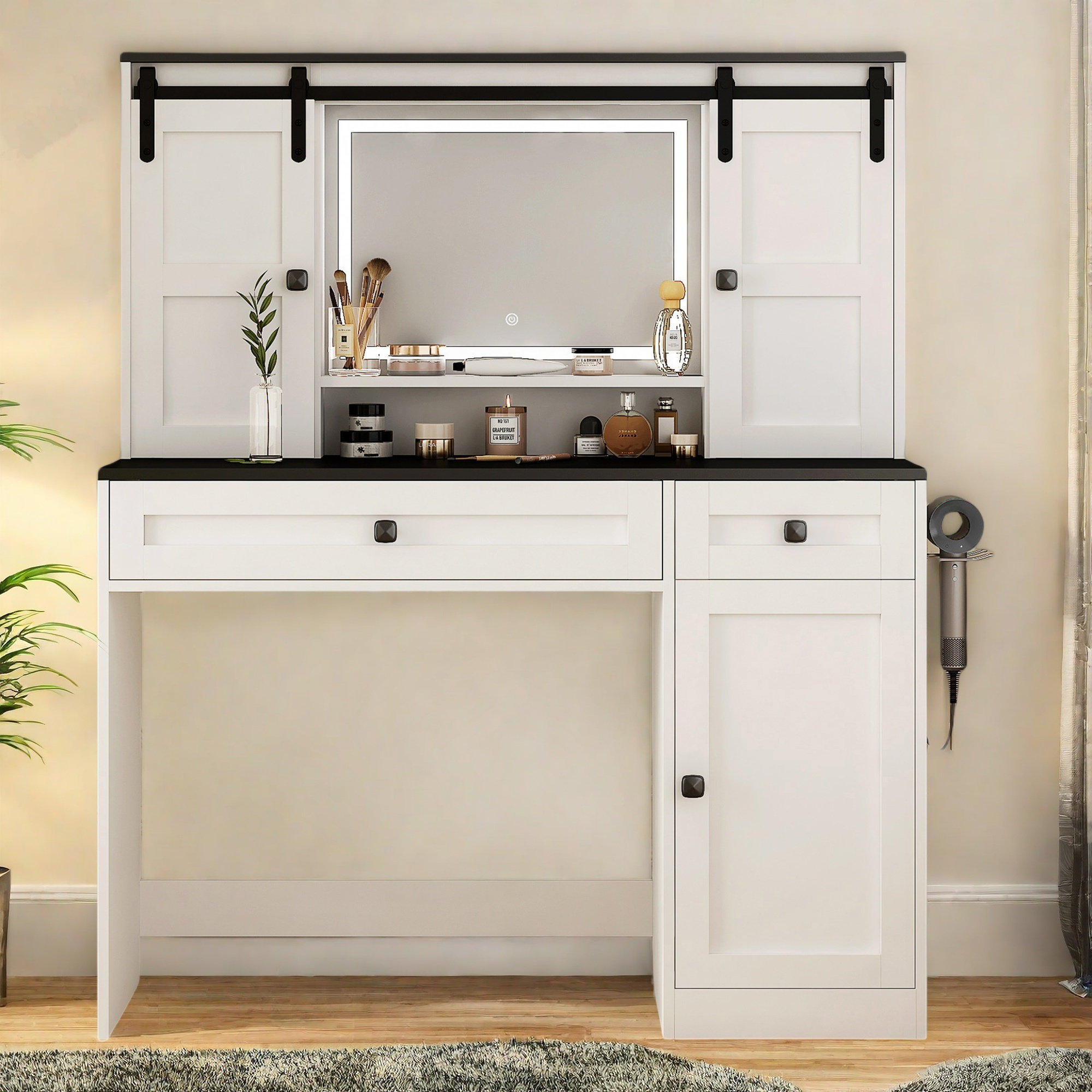 Gracie Oaks Farmhouse Dressing Table Makeup Table, 43" Wide Dressing ...