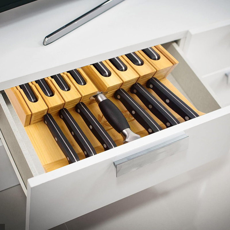 ZIMYA NYC(TM) 16 Slots Bamboo Drawer Knife Block & Reviews | Wayfair