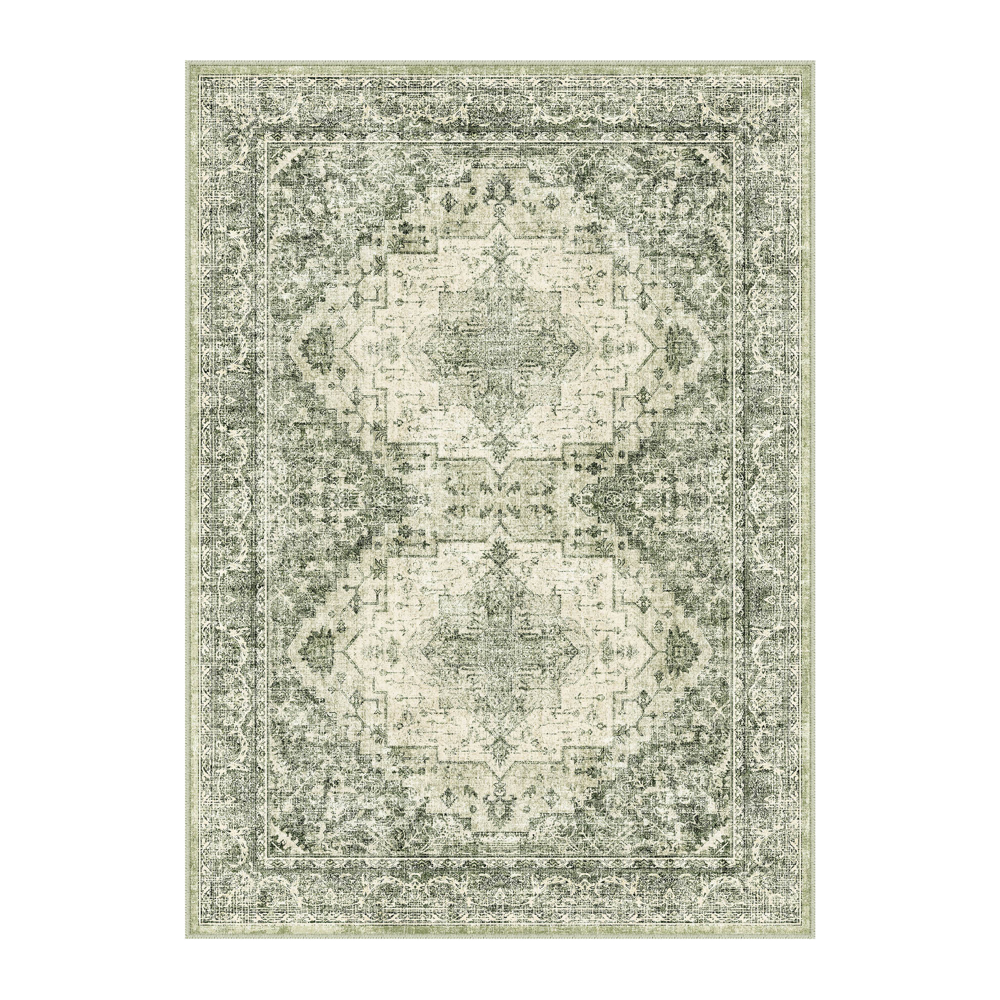 Bungalow Rose Savana Vintage Oriental Green Area Rug | Wayfair
