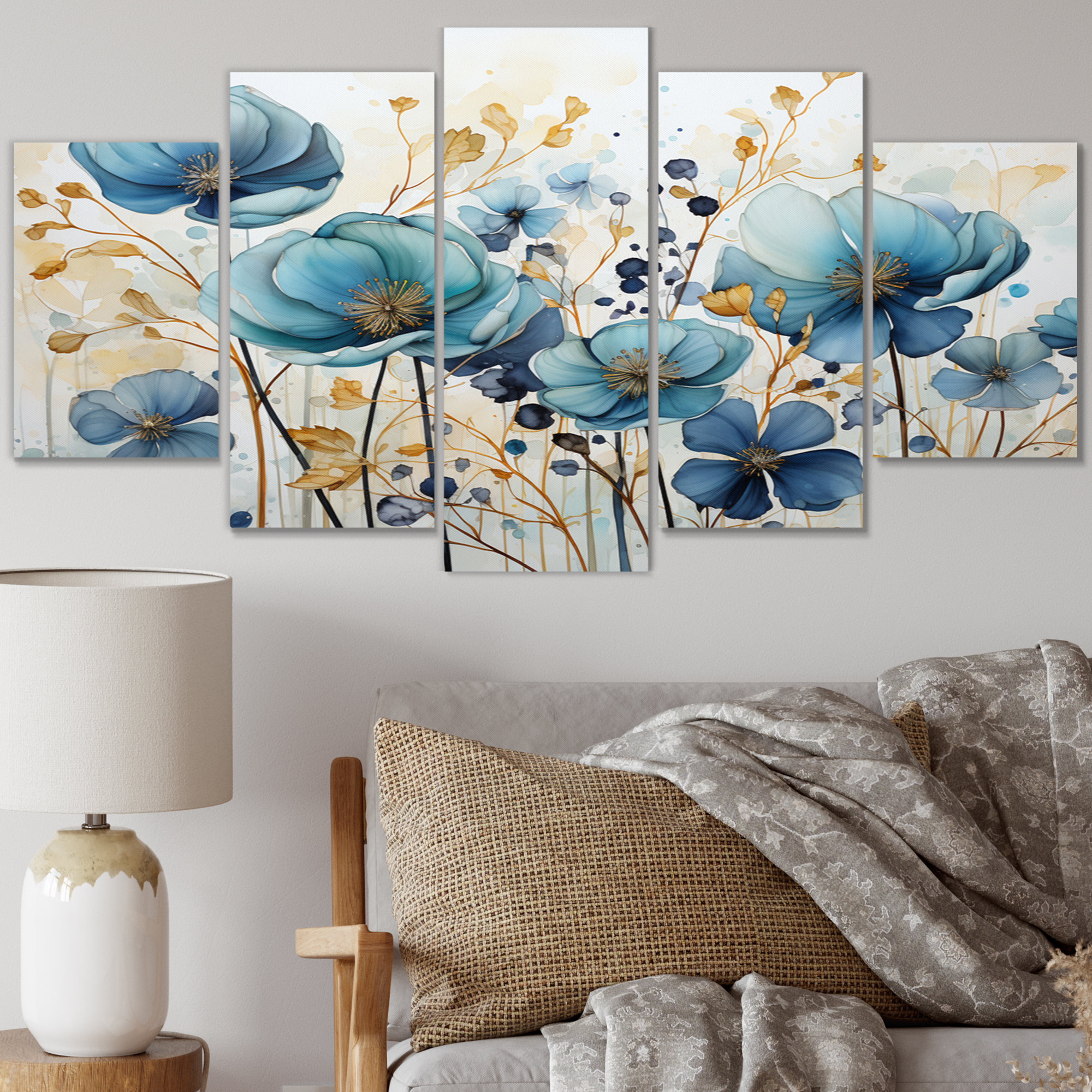 Winston Porter Bluie Botanical Rhythms On Metal 5 Pieces Print | Wayfair