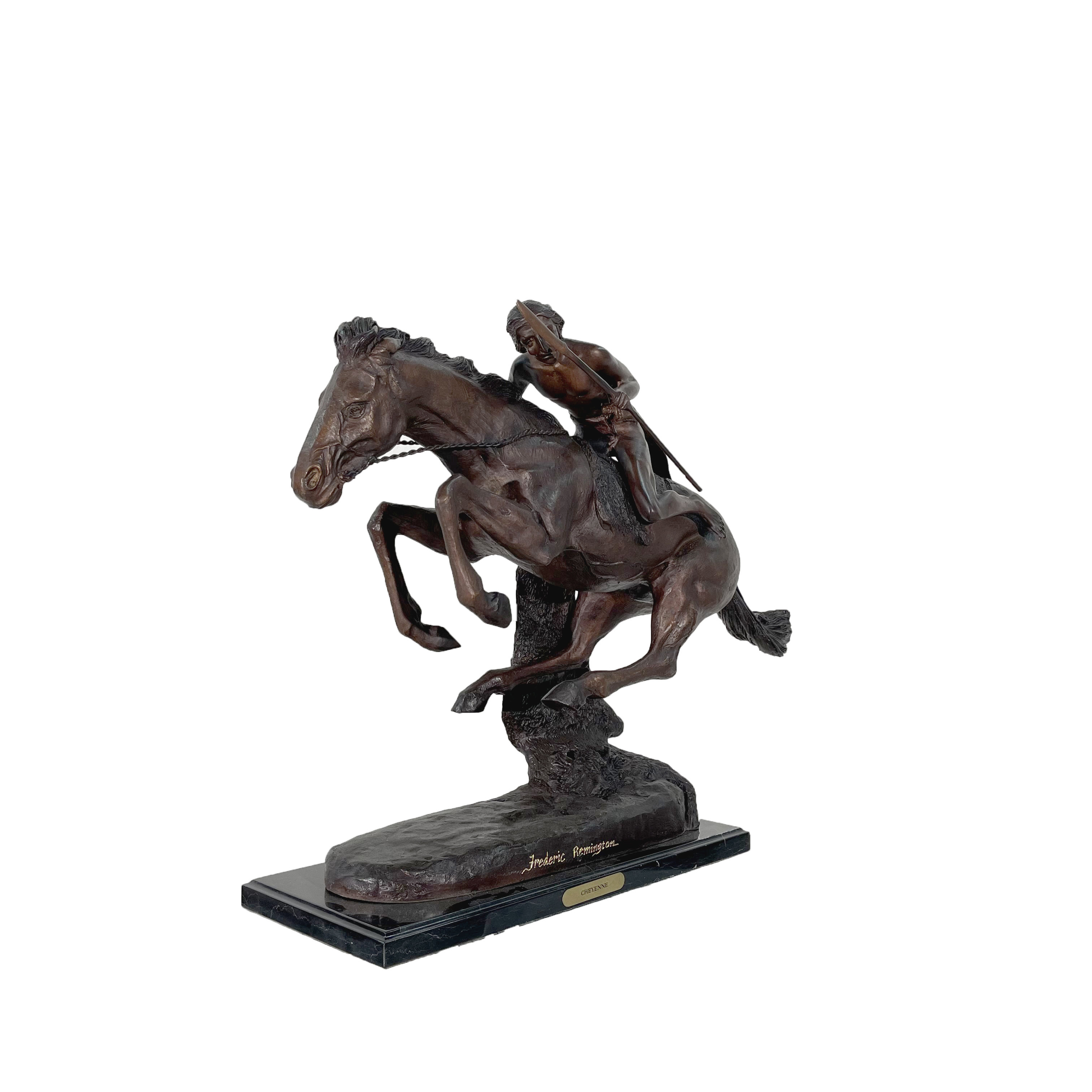 Metropolitan Galleries Bronze Frederick Remington Cheyenne Table Top ...