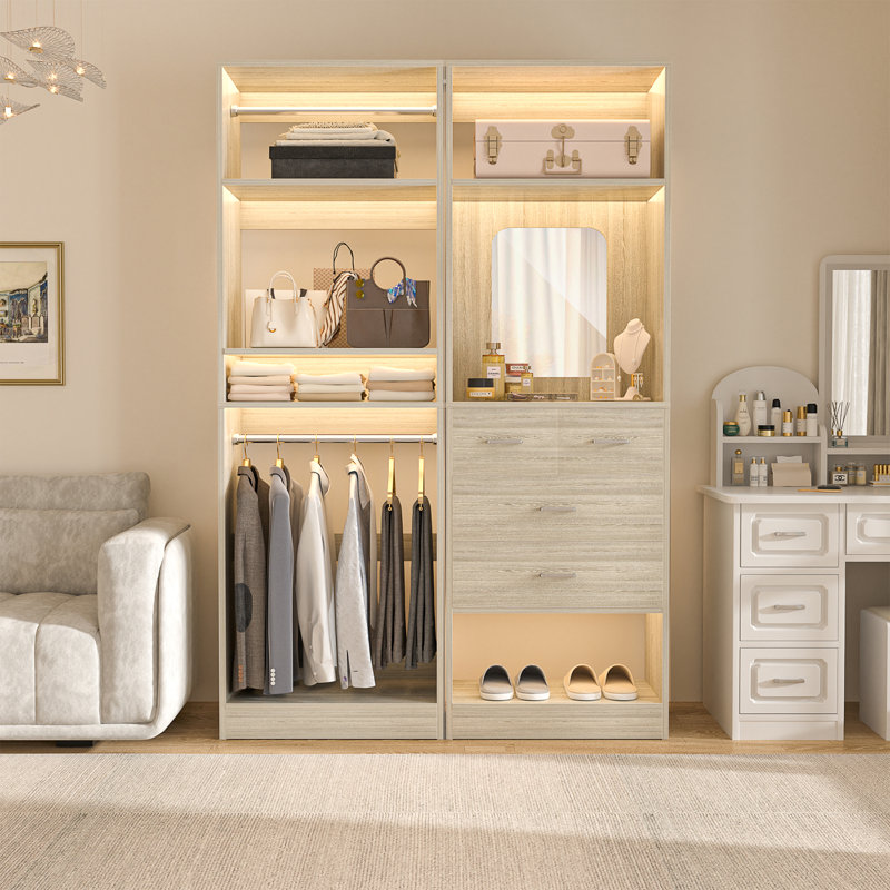 Latitude Run® Closet System with Shoe Racks & Hanging Rods | Wayfair