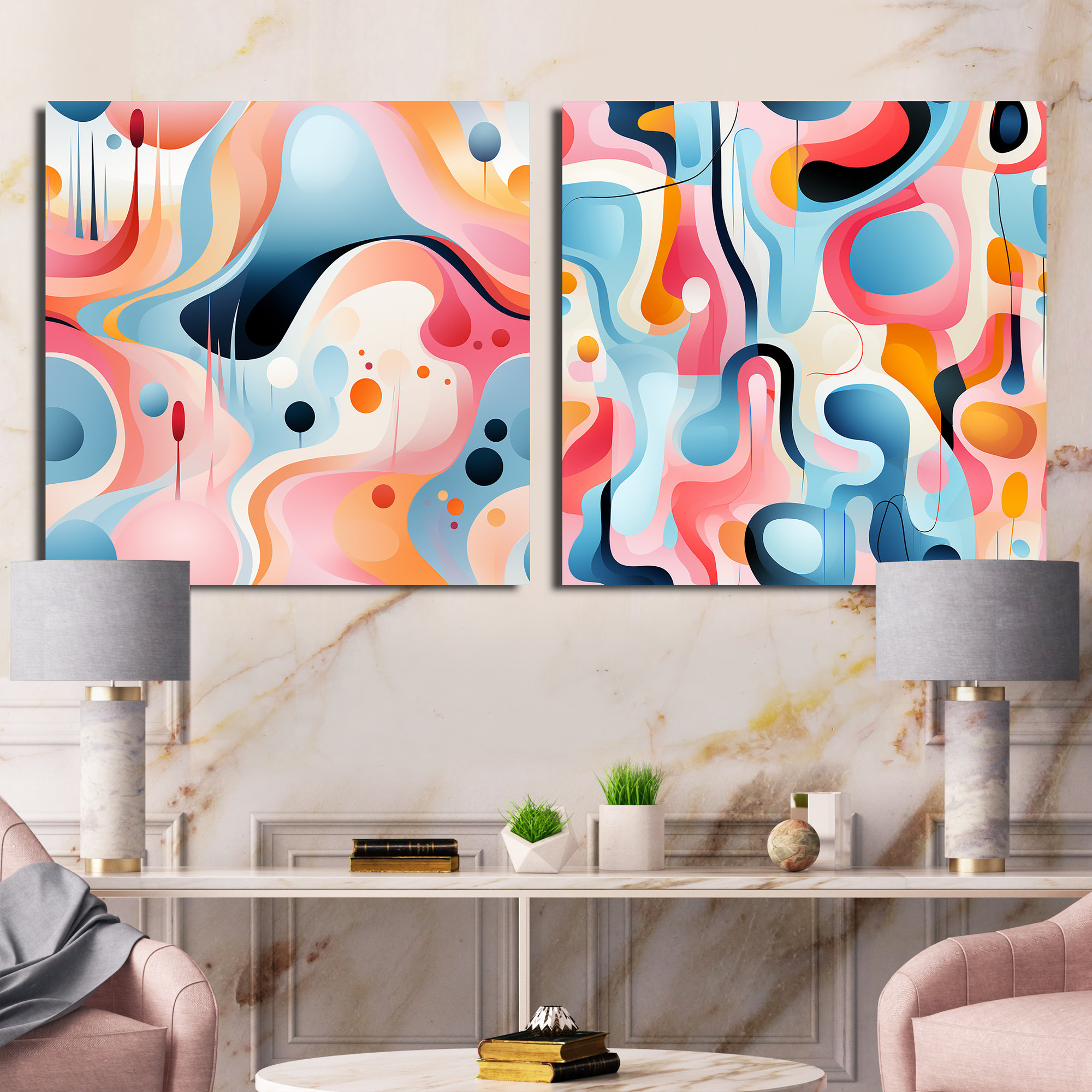 Design Art Pink Fusion Abstractions In Motion - Abstract Collages ...