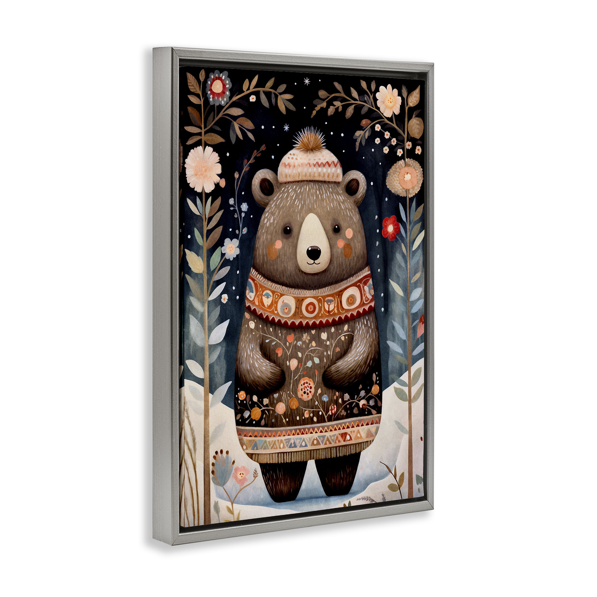Trinx Winter Woodland Bear Framed Floater Canvas by The Dutch Lady ...