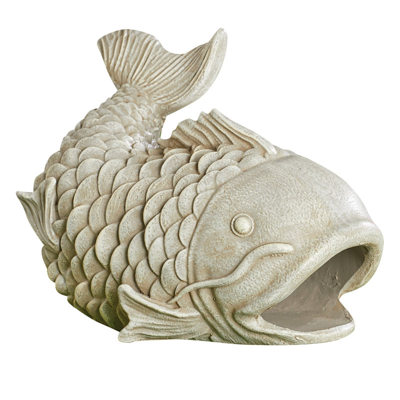 Arlmont & Co. Hand-Painted Detailed Antiqued Patina Fish Downspout ...