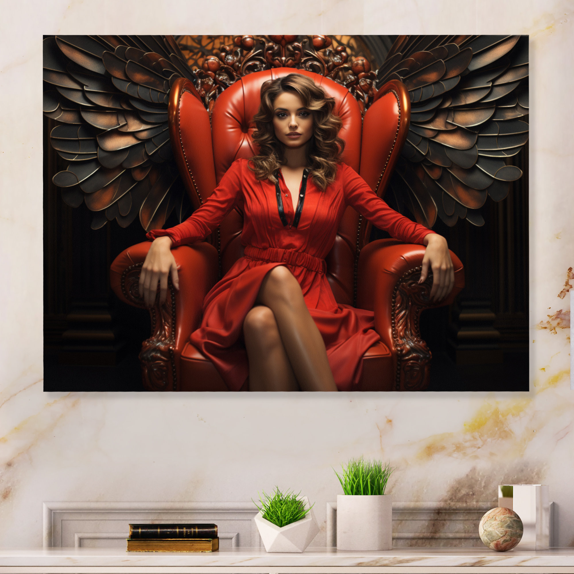 Hokku Designs Red Queen Of Angel II - Fashion Woman Metal Wall Art ...