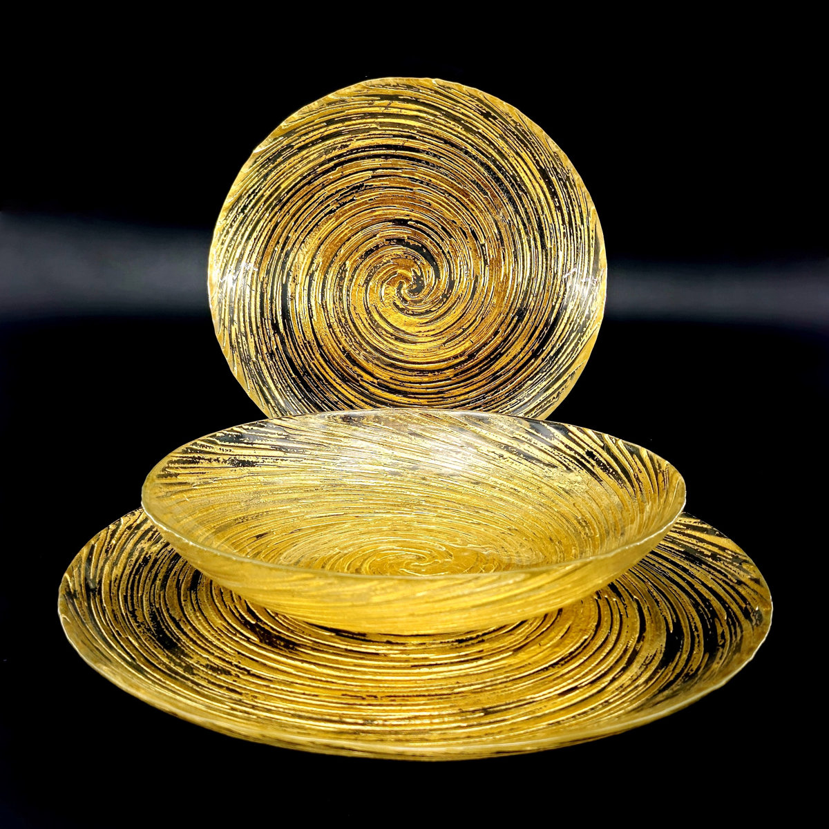 Mercer41 Popel Gilded Glass Dinnerware Set of 18 | Wayfair