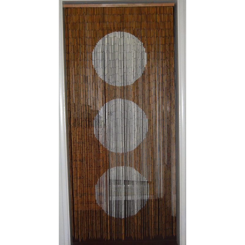 Ebern Designs Bamboo Beaded Curtain Triple White Circles | Wayfair