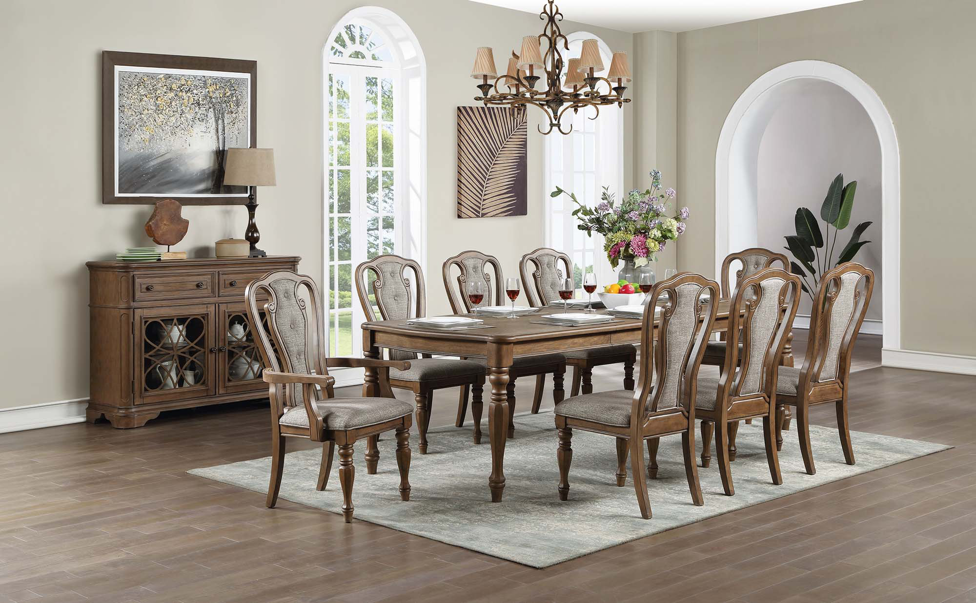 One Allium Way Transitional 9Pc Dining Set Dining Table 6Xside Chairs ...