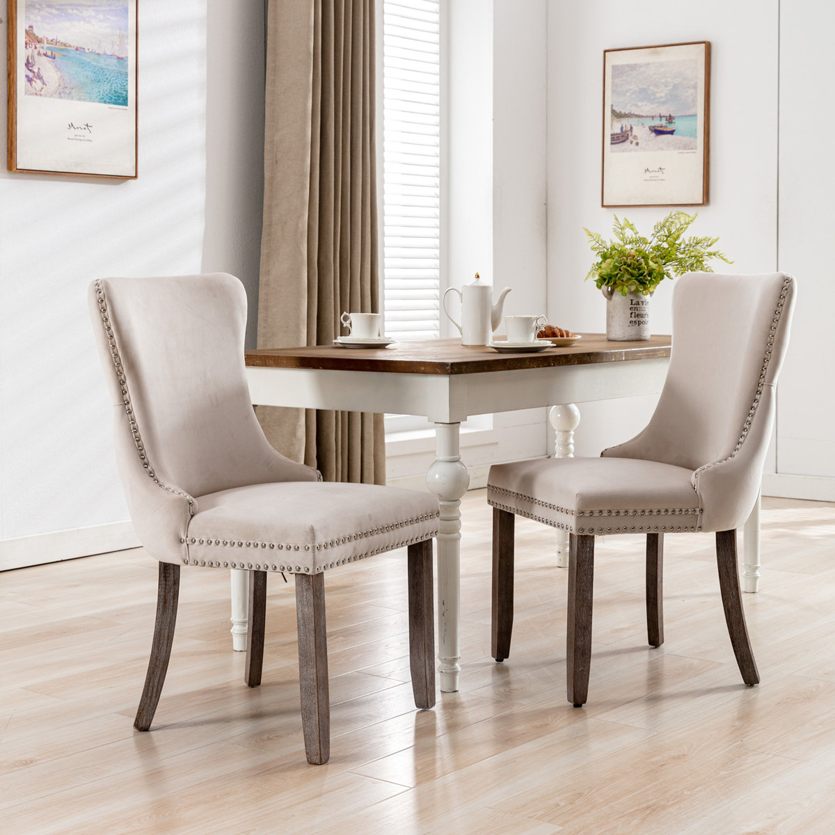 Mercer41 Demarco Deluna Luxury Velvet Upholstered Kitchen Dining Chairs ...