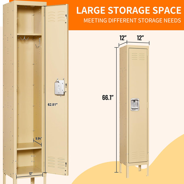 Steelcube Metal 1 - Tier 12'' Gym & Locker Room Locker with Padlock ...