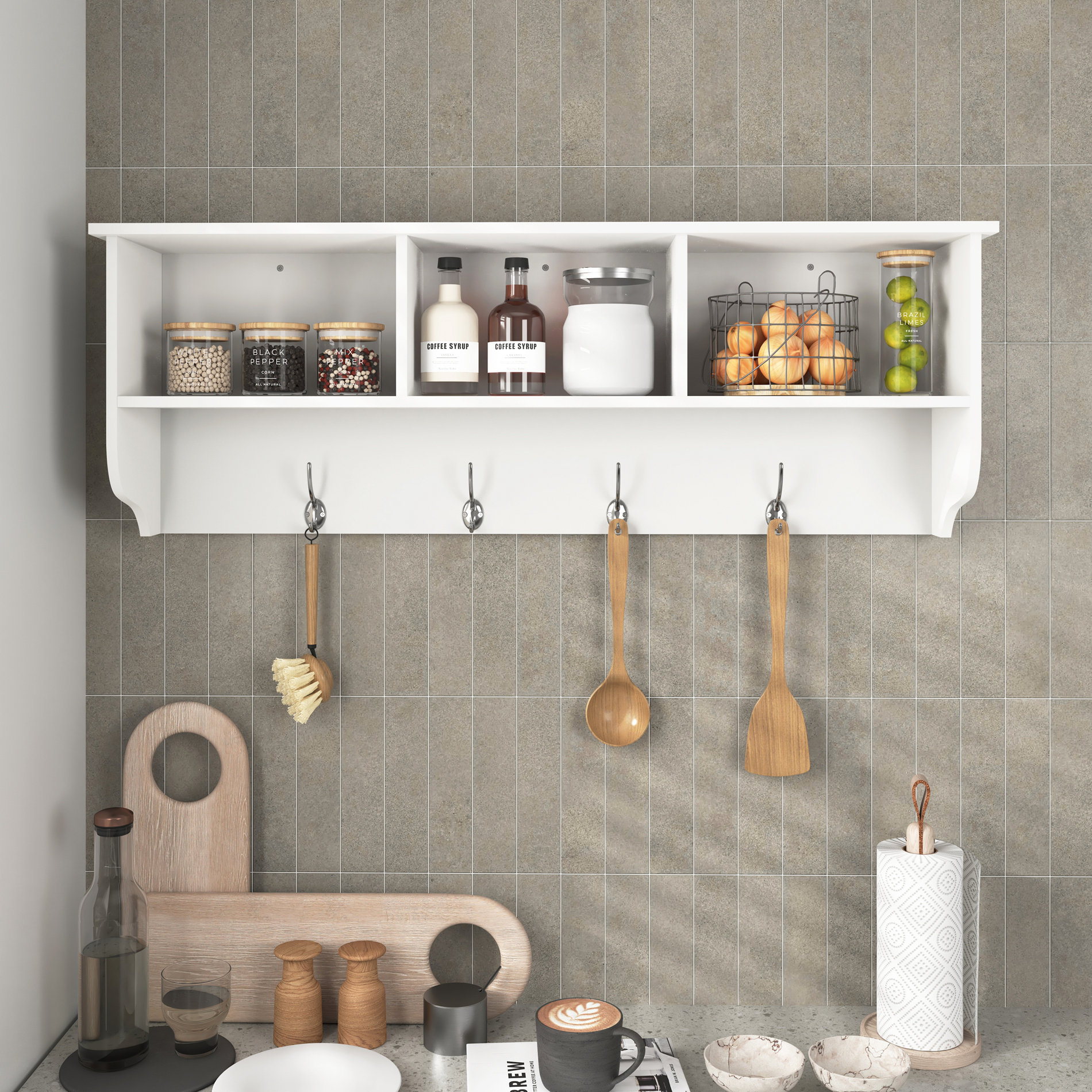 Ophelia & Co. Entryway Wall Mounted Coat Rack With 4 Dual Hooks Living ...