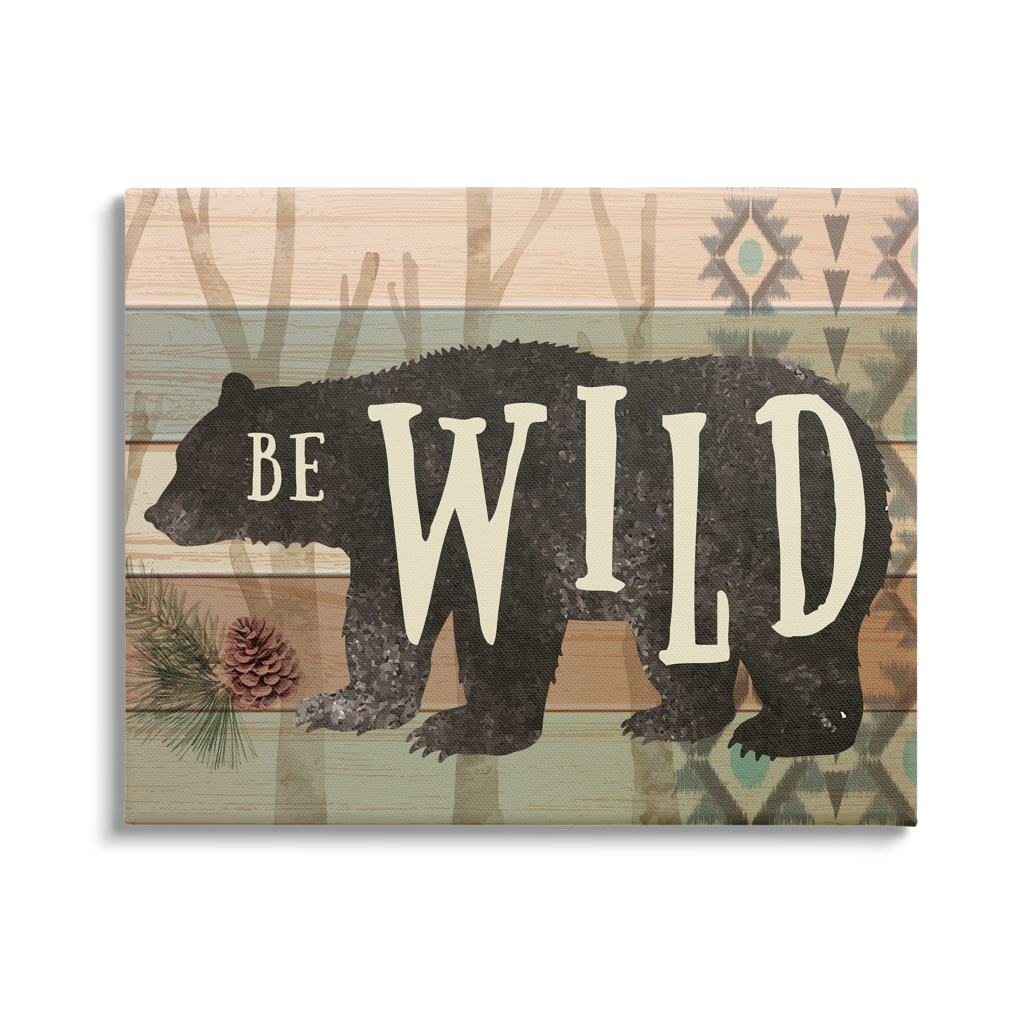 Stupell Industries Be Wild Aztec Pattern Bear Silhouette - Graphic Art ...