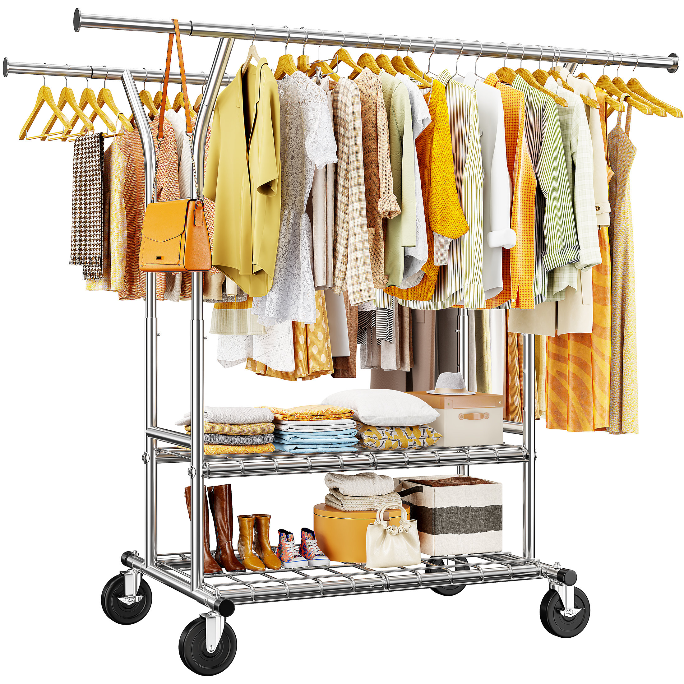 Rebrilliant Majram Garment Rack,Adjustable Clothes Hanging Rack ...