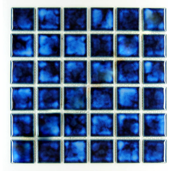 TENEDOS Ocean Blue 2" Square Porcelain Mosaic Pool Tile | Wayfair