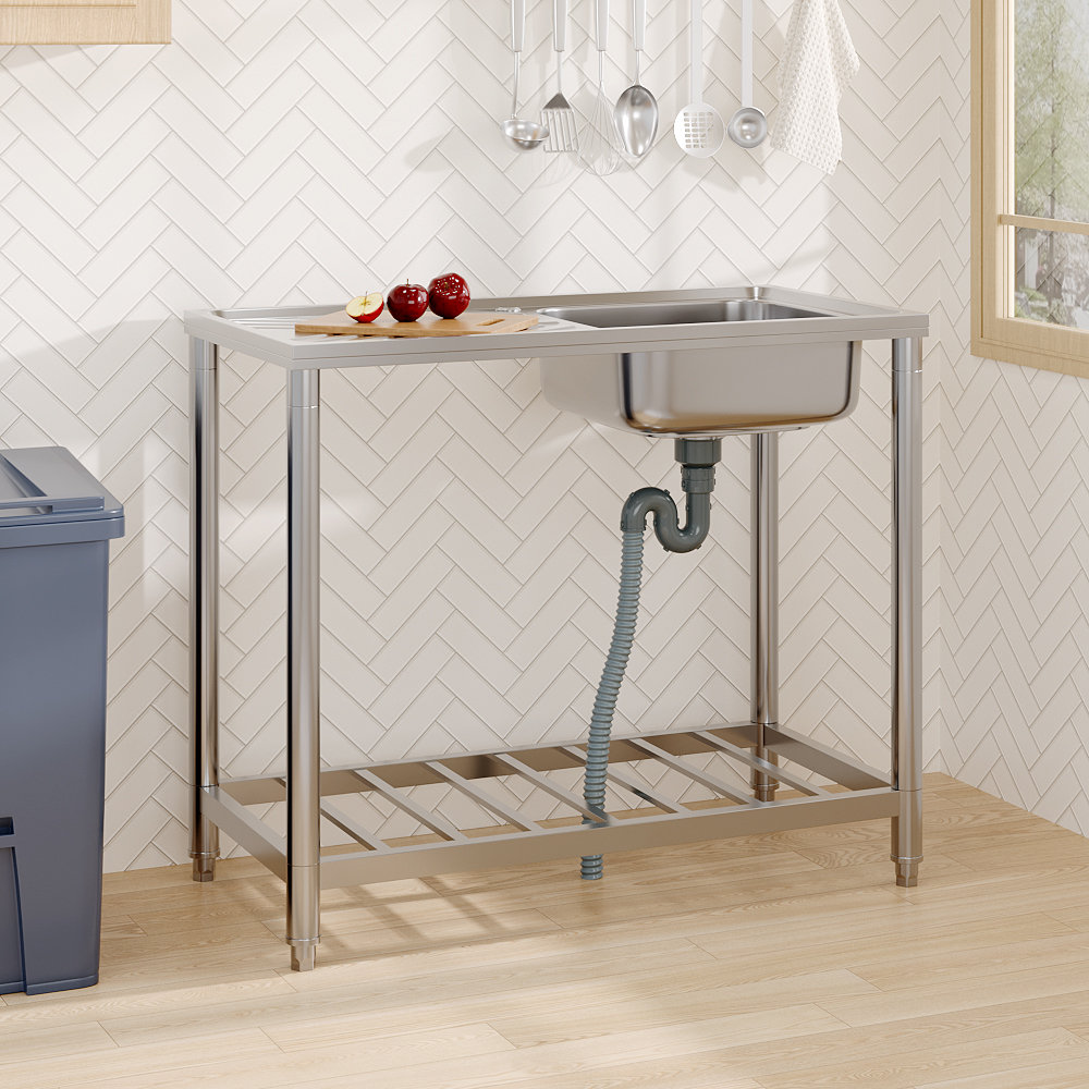Belfry Kitchen 201 Stainless Steel Commercial Sink with Drainboard ...