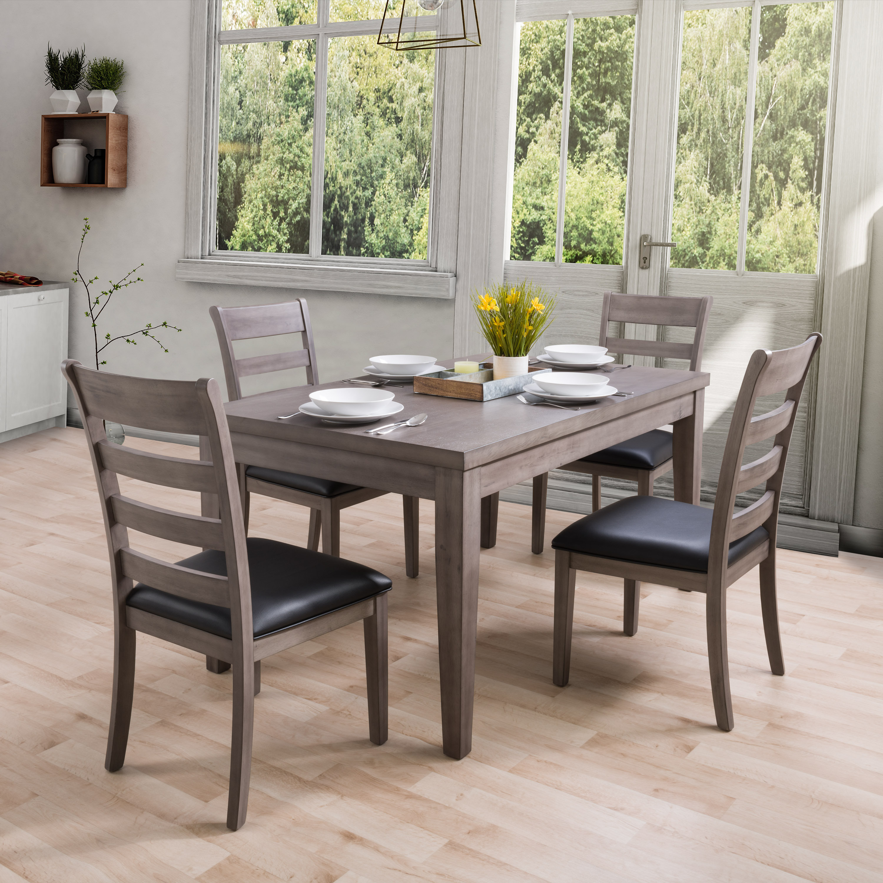 Gracie Oaks Benigni Solid Wood Base Dining Set & Reviews | Wayfair