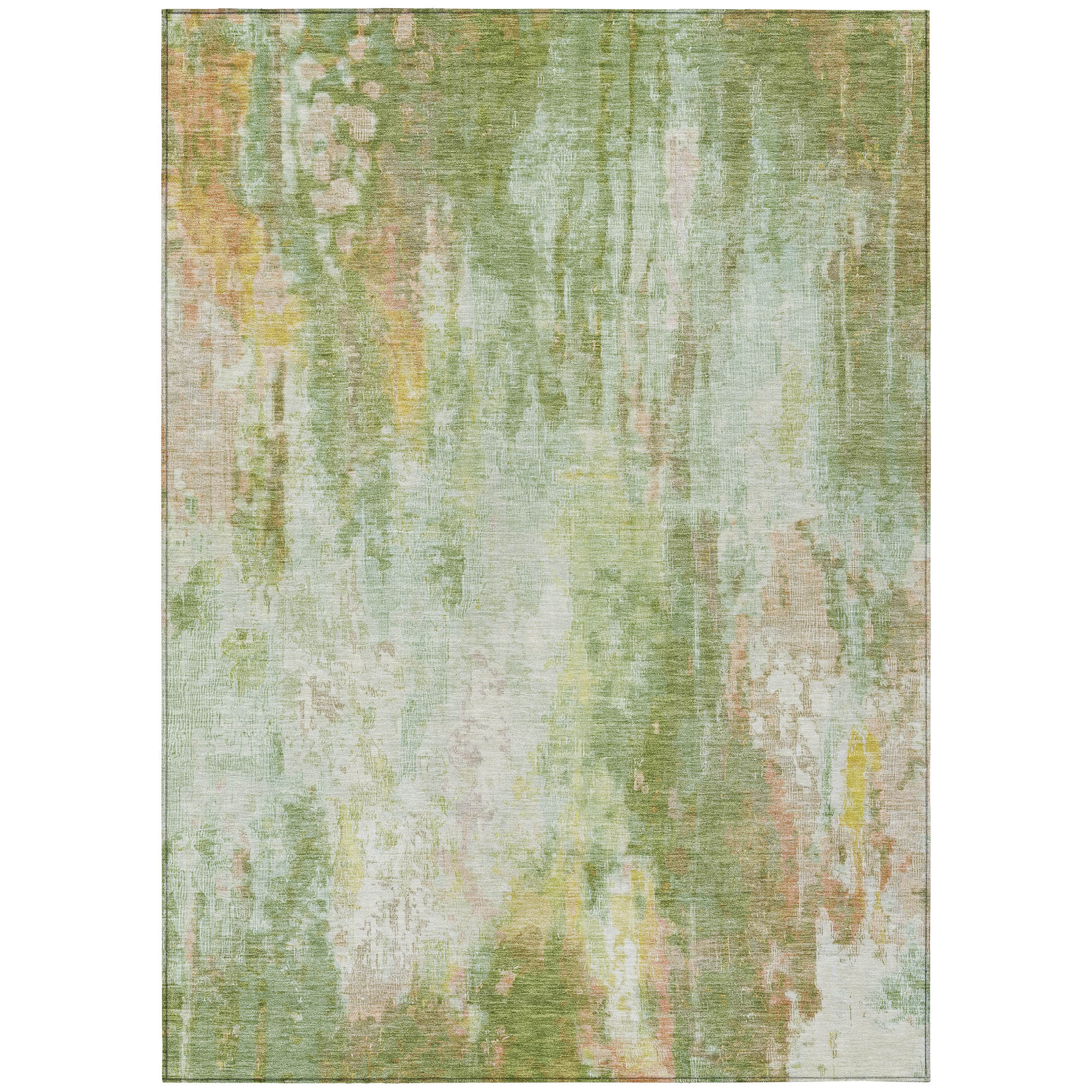 HomeRoots 9' X 12' Sage Abstract Washable Indoor Outdoor Area Rug | Wayfair
