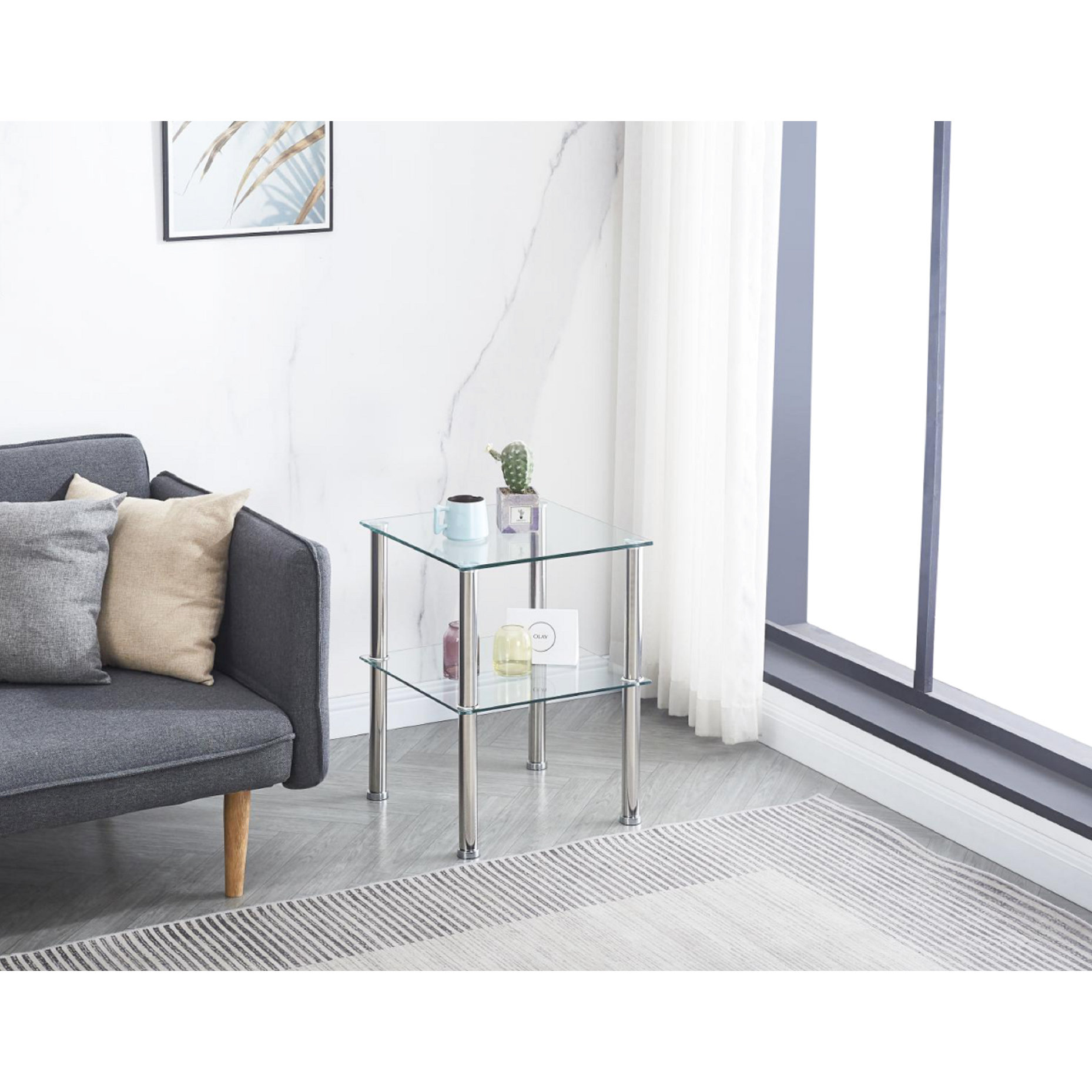 Wrought Studio™ 2 - Piece Clear End Table For Small Spaces, Tier Modern ...