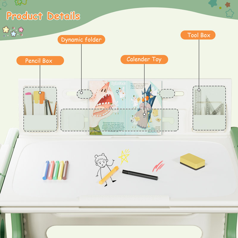 Zoomie Kids Akoya Kids 2 Piece Play / Draw Table and Chair Set ...