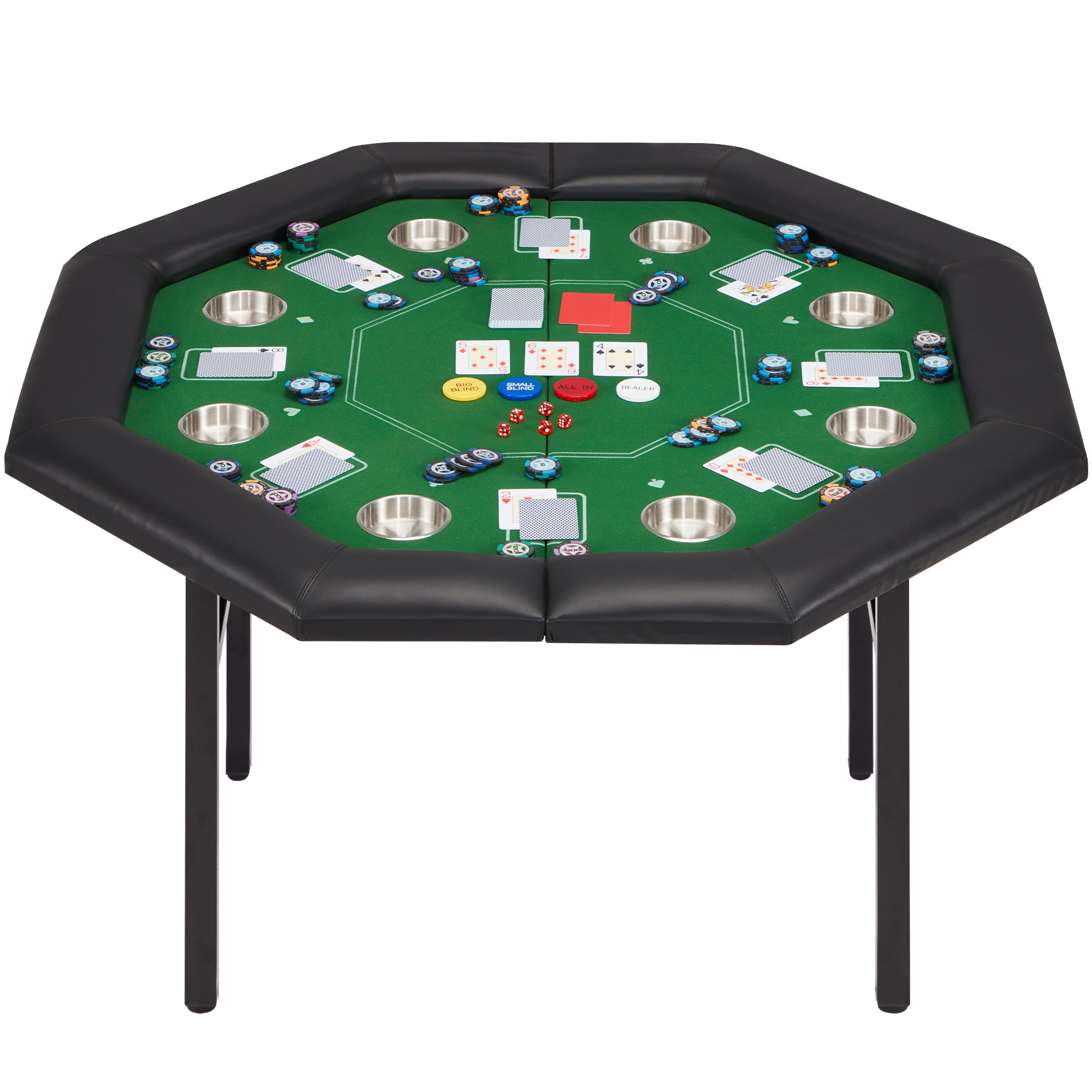 AVAWING 8-Player Poker Table Foldable, Casino Leisure Gaming Table With ...