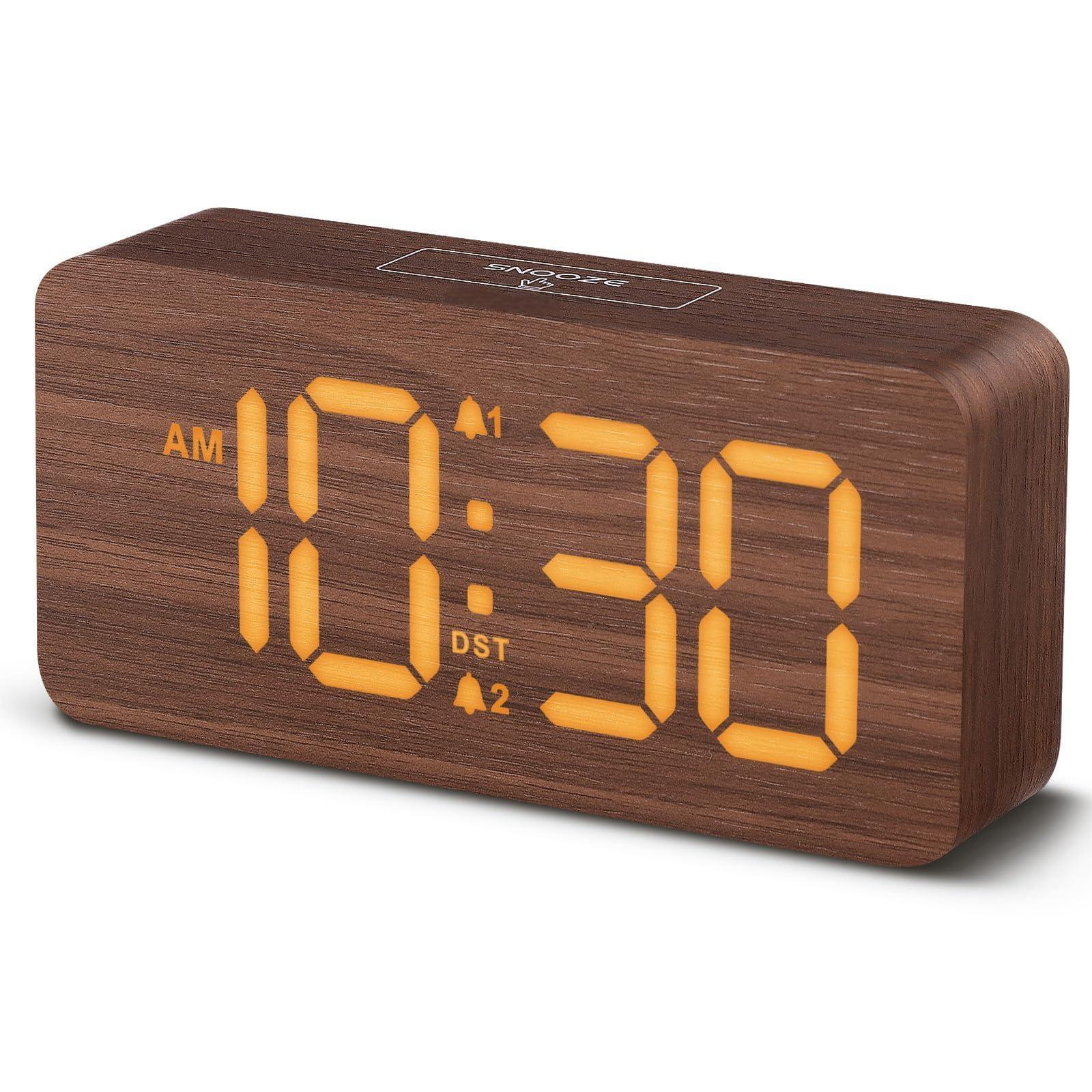 Hokku Designs Wooden Digital Alarm Clocks For Bedrooms: Dimmable Dual ...