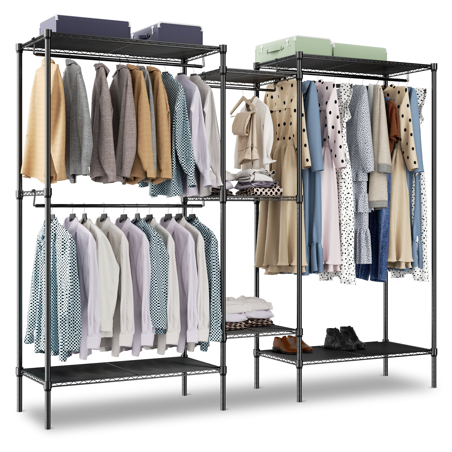 Rebrilliant Lizhet 71" H Metal Freestanding Clothes Rack with 4 Hang ...