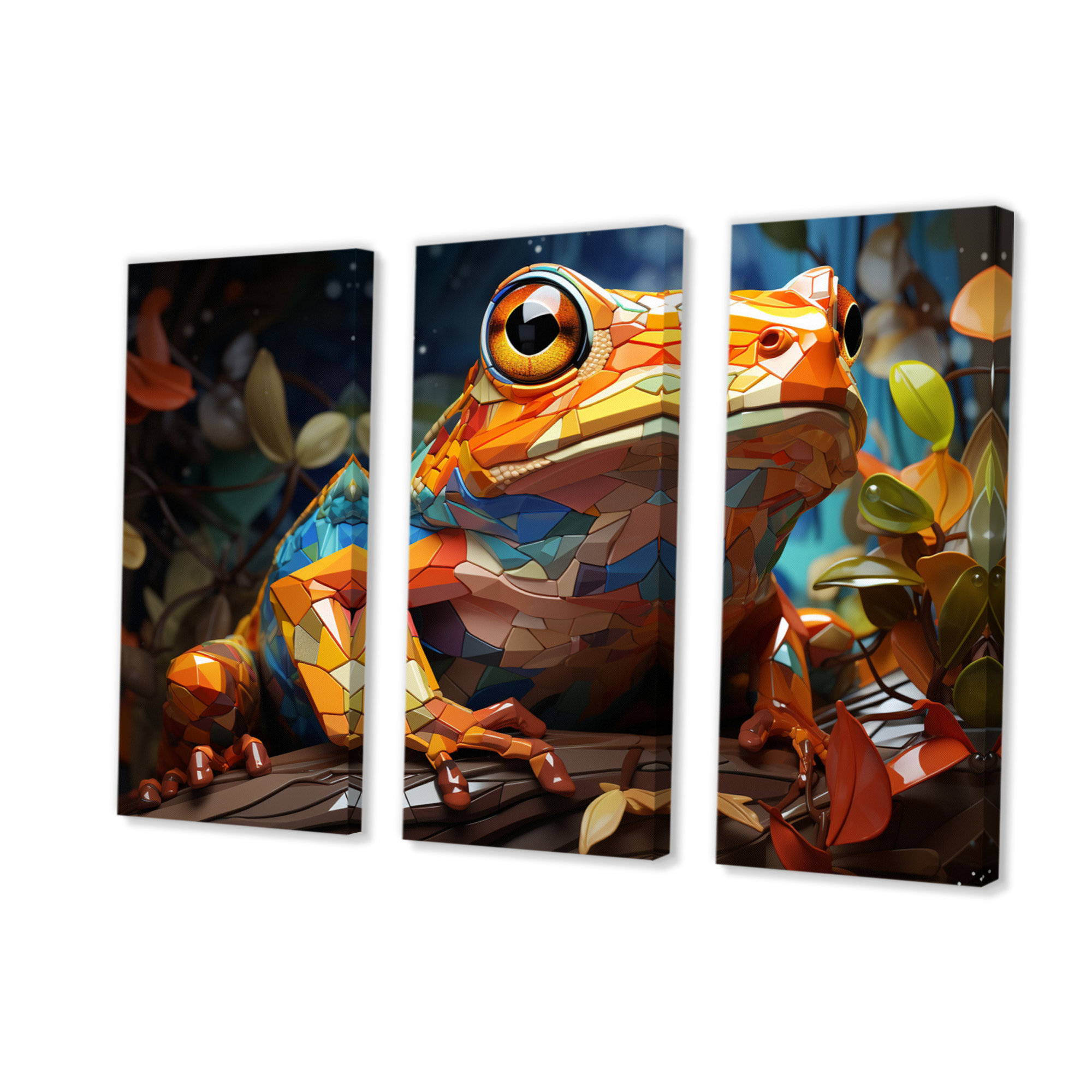 Winston Porter Colorful Frog Harmony I On Canvas 3 Pieces Print | Wayfair