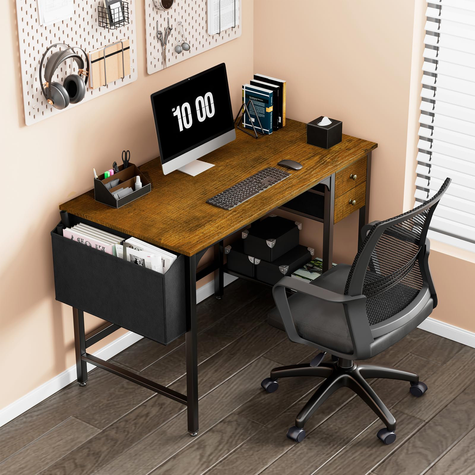 17 Stories Computer Desk With Drawers - Work Small Desk For Bedroom ...