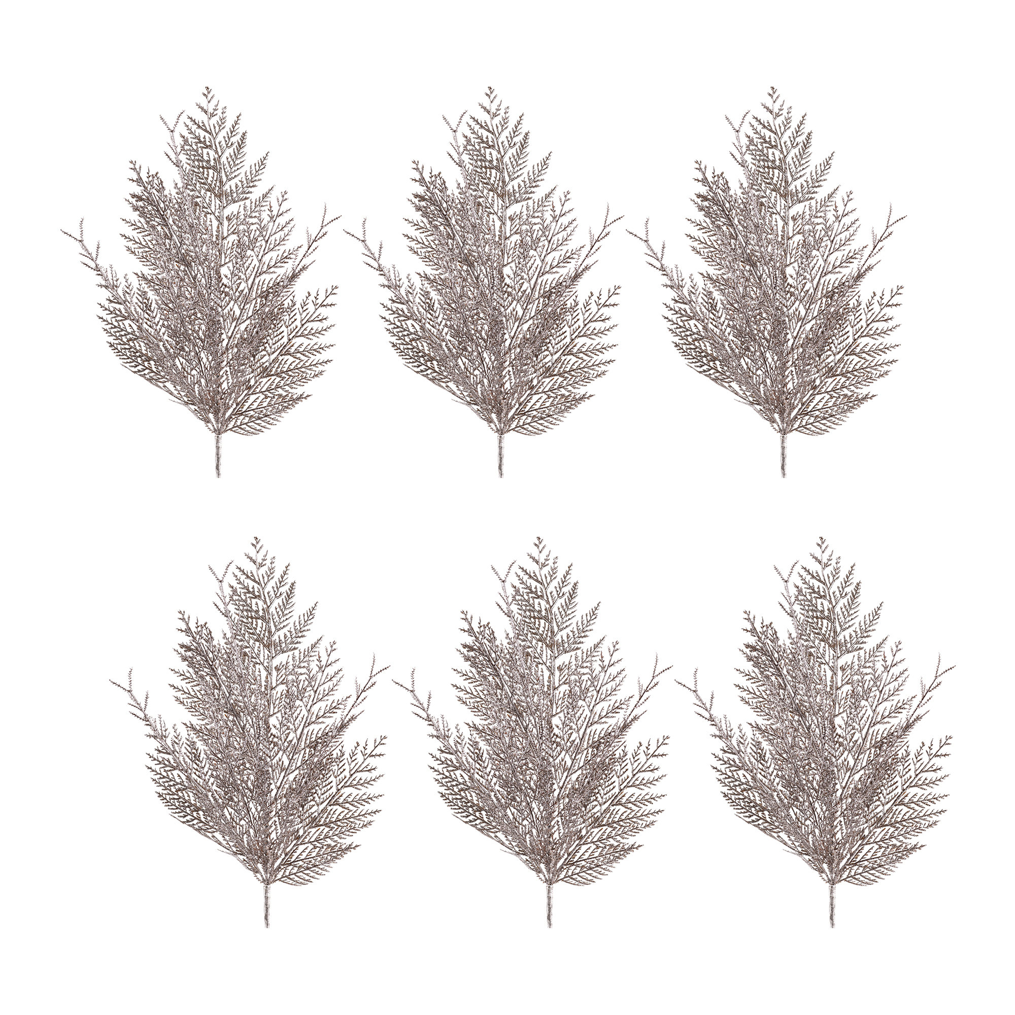 The Holiday Aisle® Metallic Silver Cedar Spray (Set of 6) | Wayfair