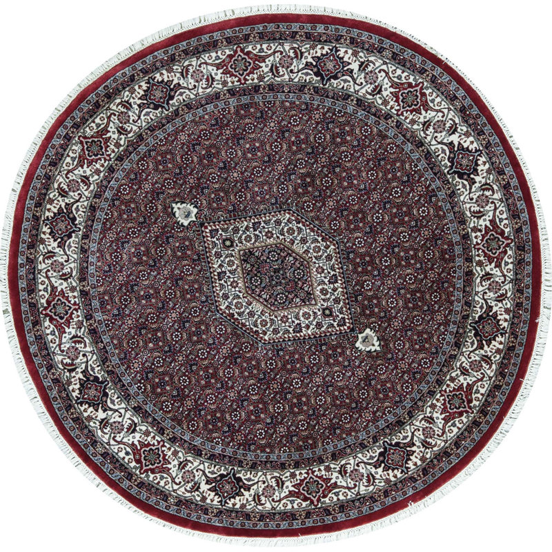 Bokara Rug Co., Inc. Hand-Knotted High-Quality Red and Ivory Round Area ...