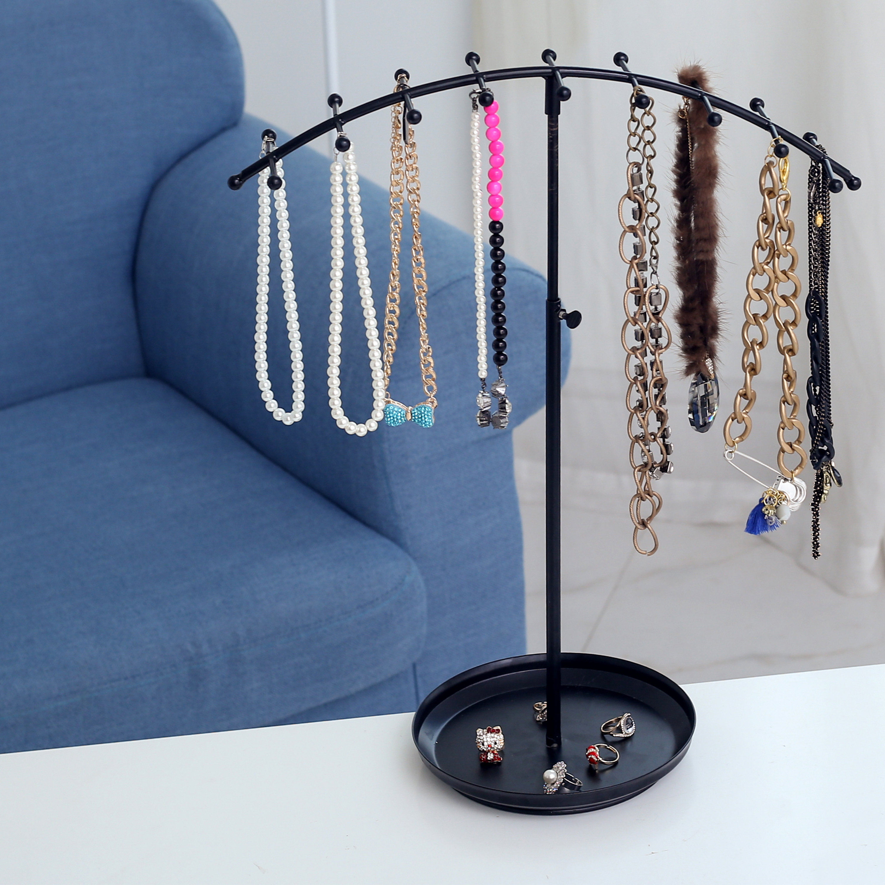 Ebern Designs Tabletop Black Metal Jewelry Stand | Wayfair