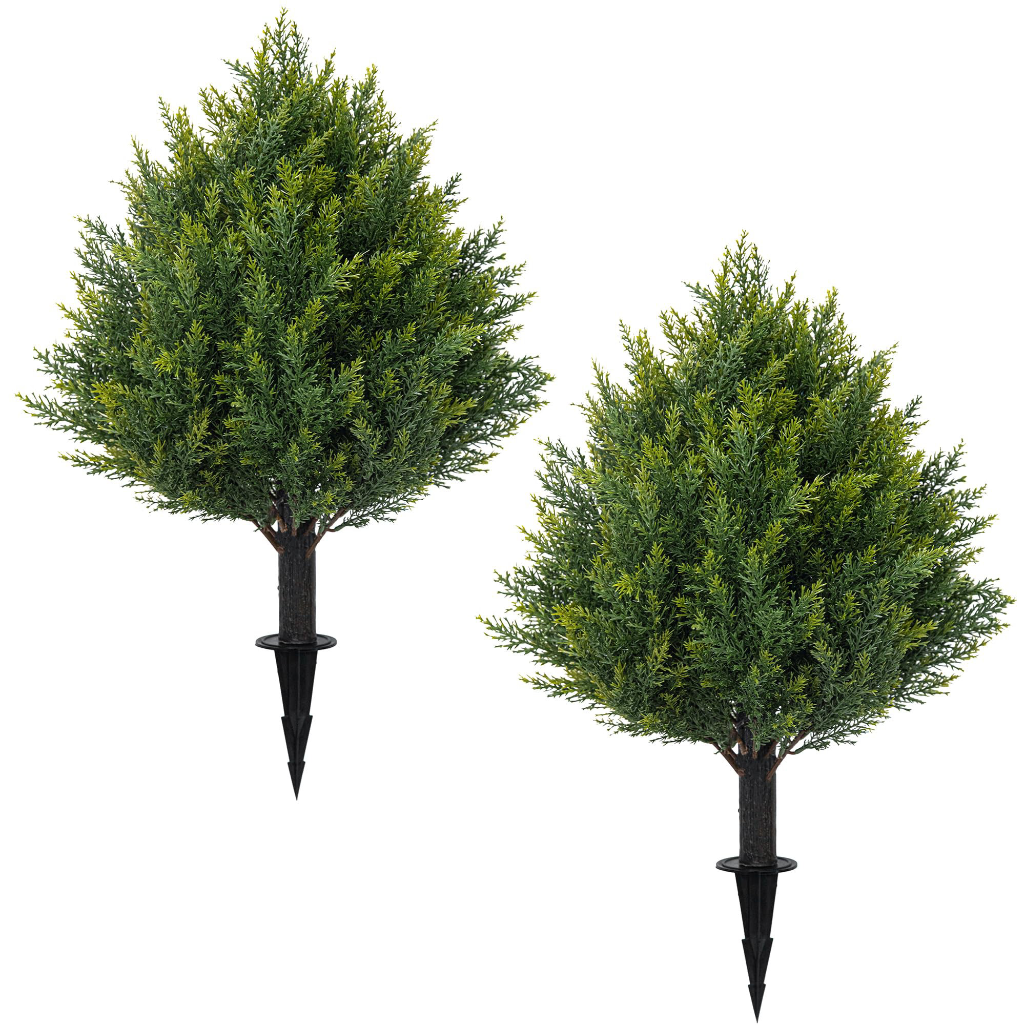 Primrue 24.8" Artificial Cedar Topiary Ball Trees With Ground Spike ...