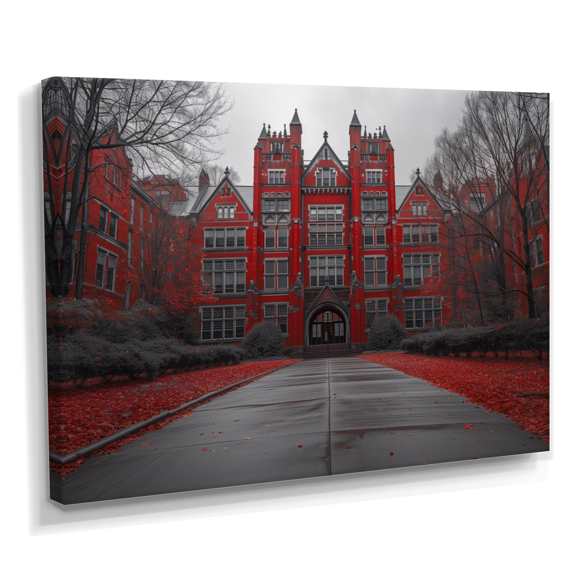Winston Porter Monochrome Grey And Red University Building IV - College ...