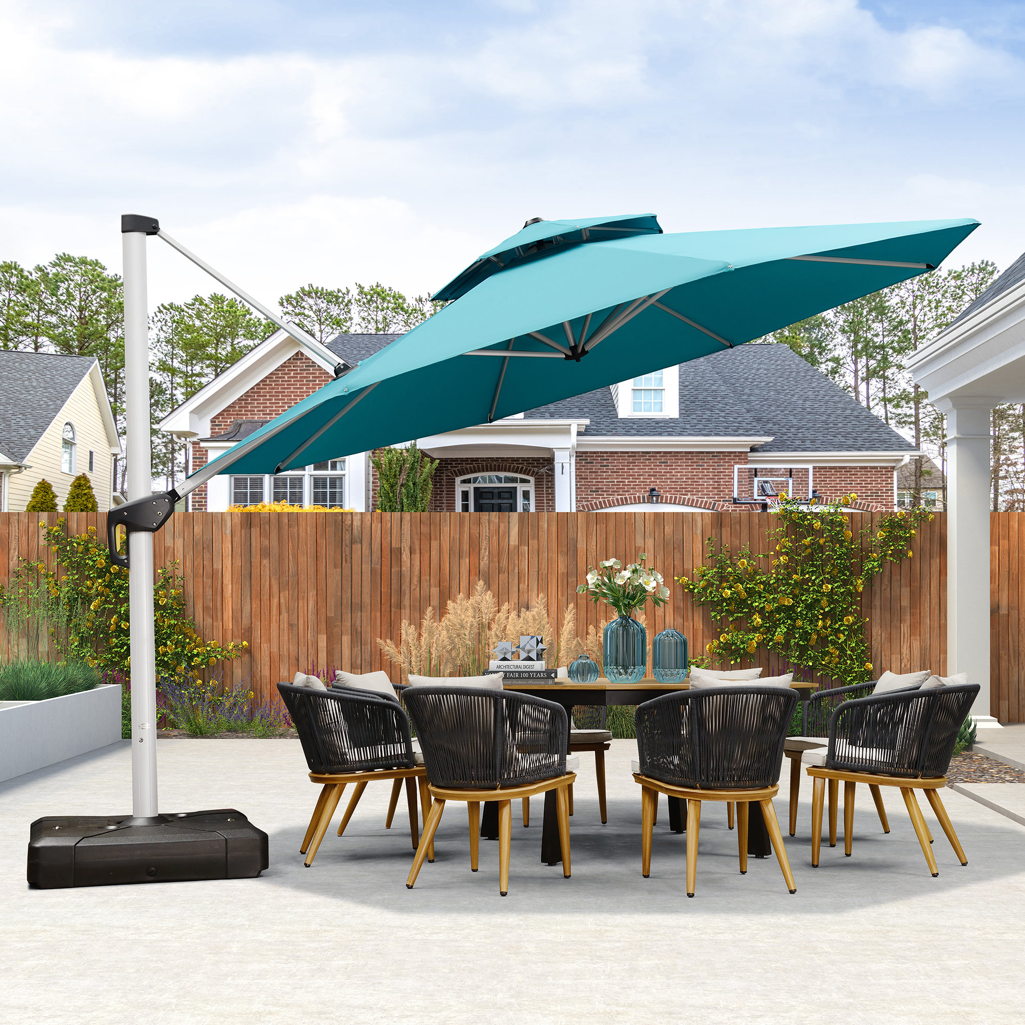 Latitude Run® Burgue 11FT/13FT Round Cantilever Umbrella & Reviews ...