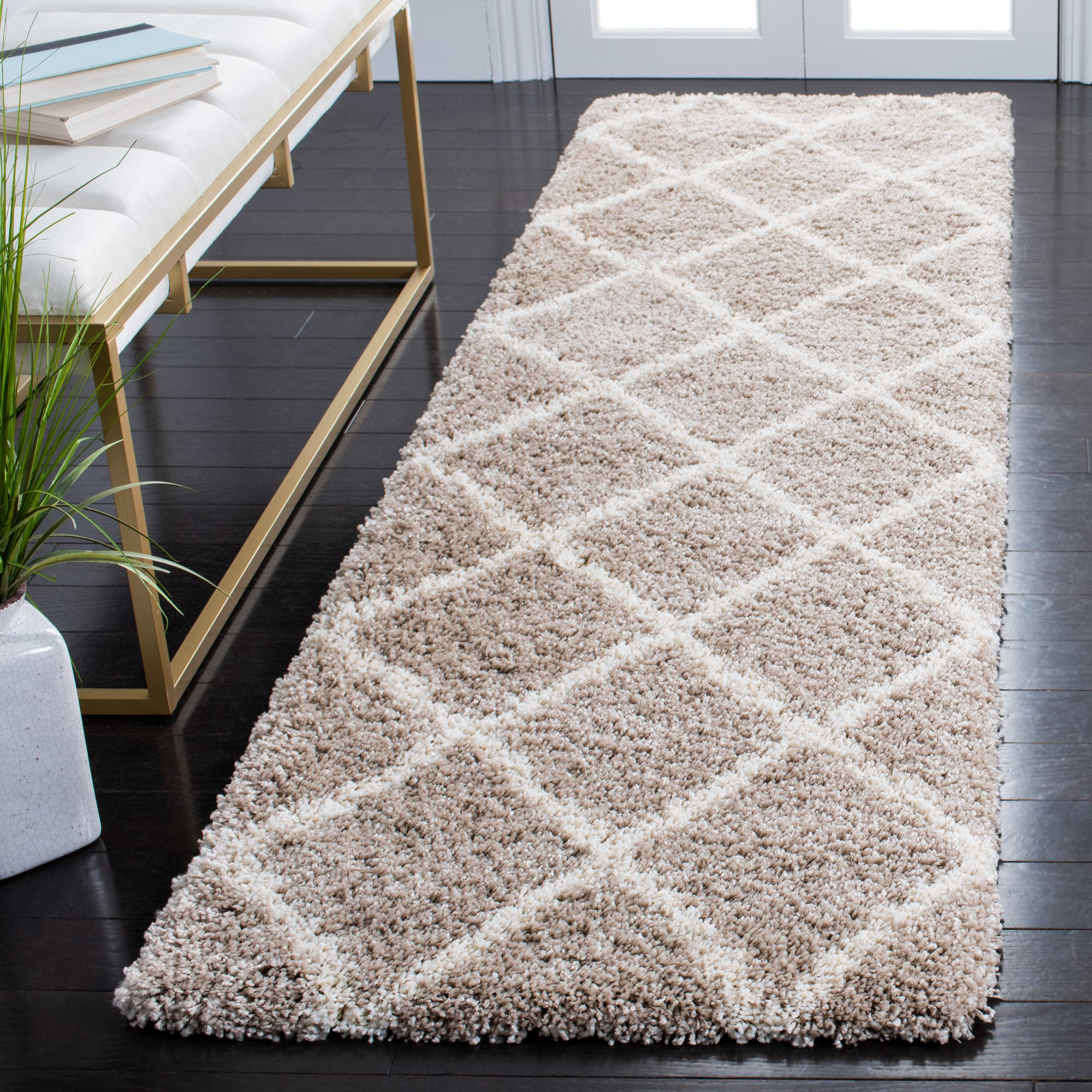George Oliver Geometric Ivory/Brown Area Rug | Wayfair