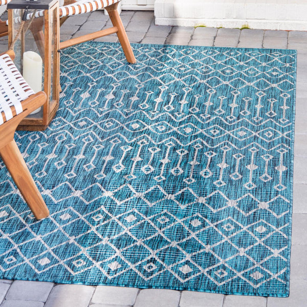 Unique Loom Harlee Southwestern Blue/Gray Indoor / Outdoor Area Rug ...