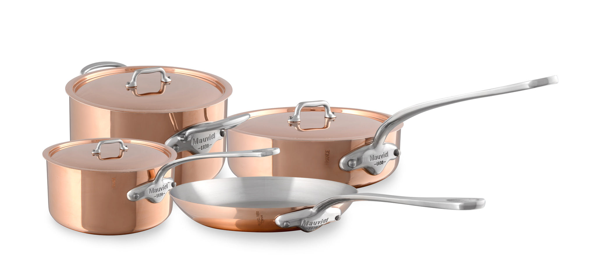 Mauviel M'150 S 7-Piece Cookware Set With Cast Stainless Steel Handles ...