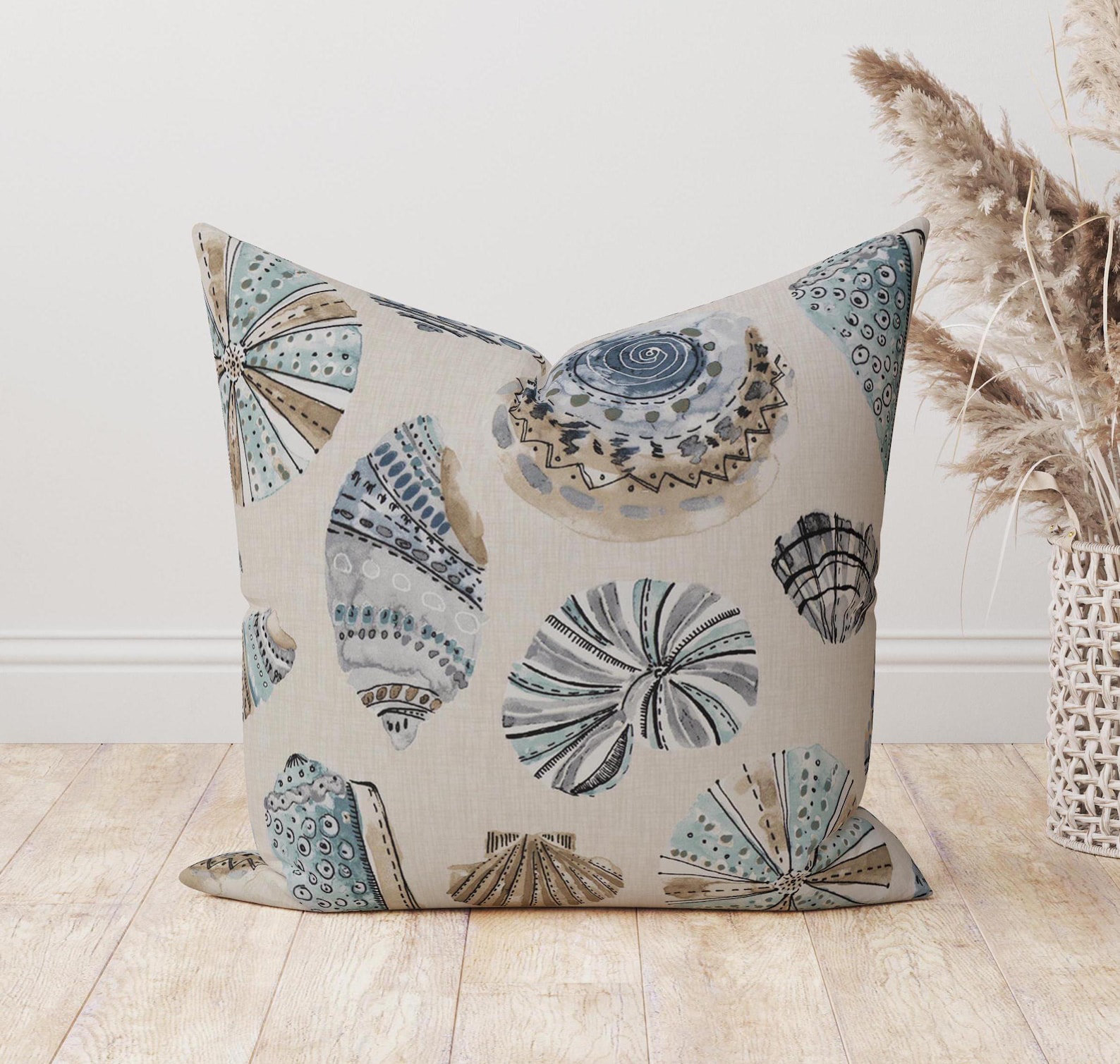 That Dutch Girl Beige Coastal Shells Print Pillow Cover | Wayfair