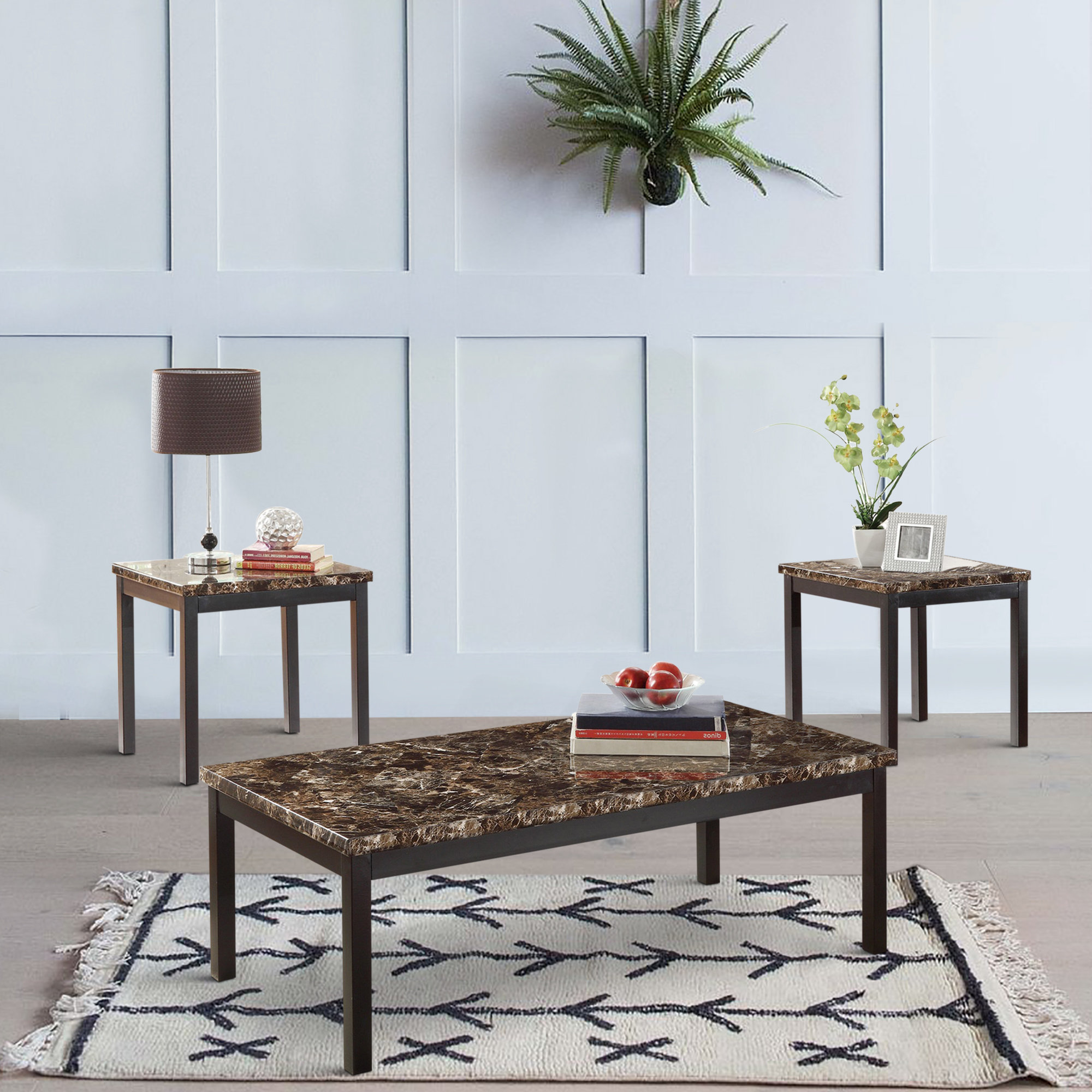 Latitude Run® 3 - Piece Marble Top Living Room Table Set | Wayfair