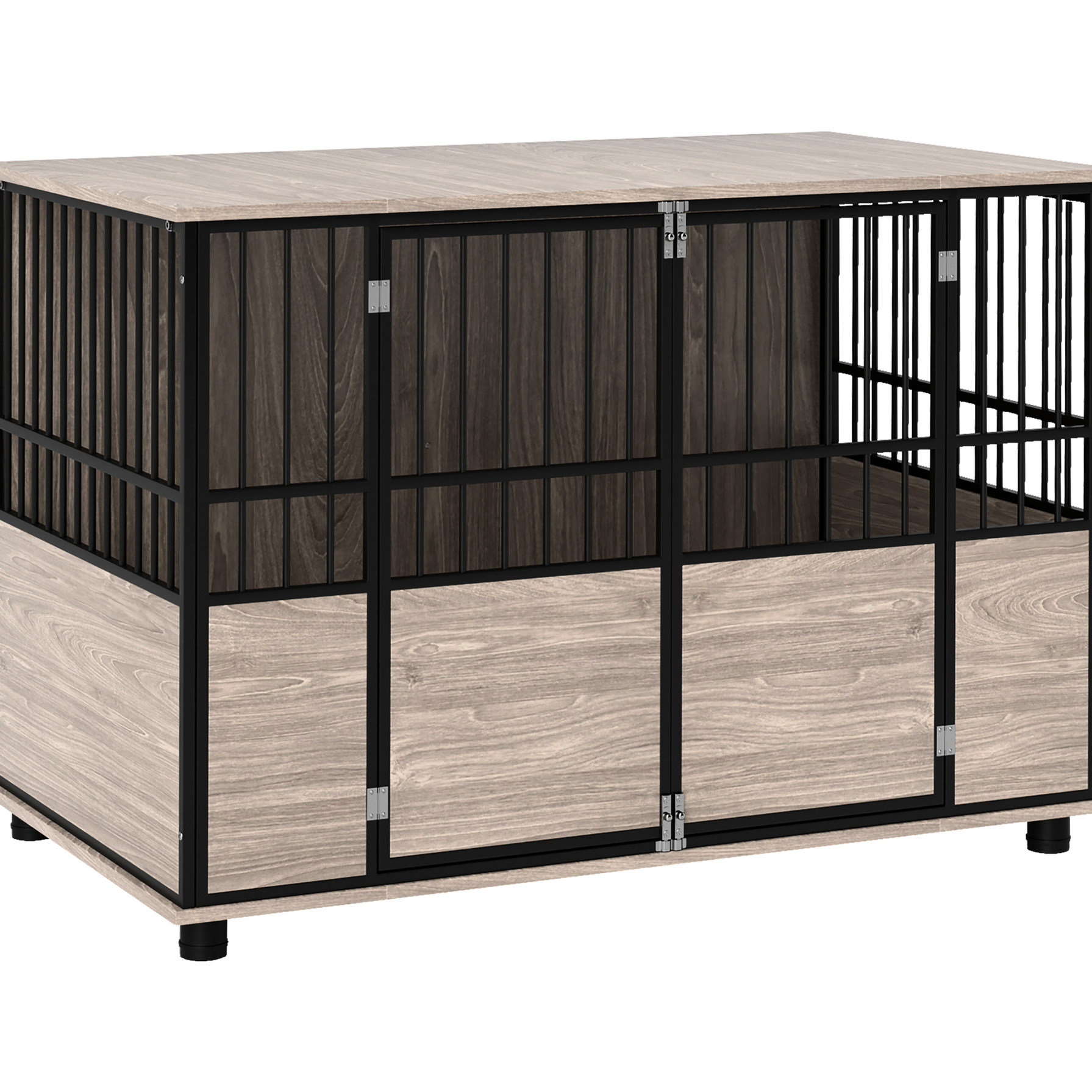 Hokku Designs Dog Resting Place - 46"l Walnut Wood Finish, Double Doors ...