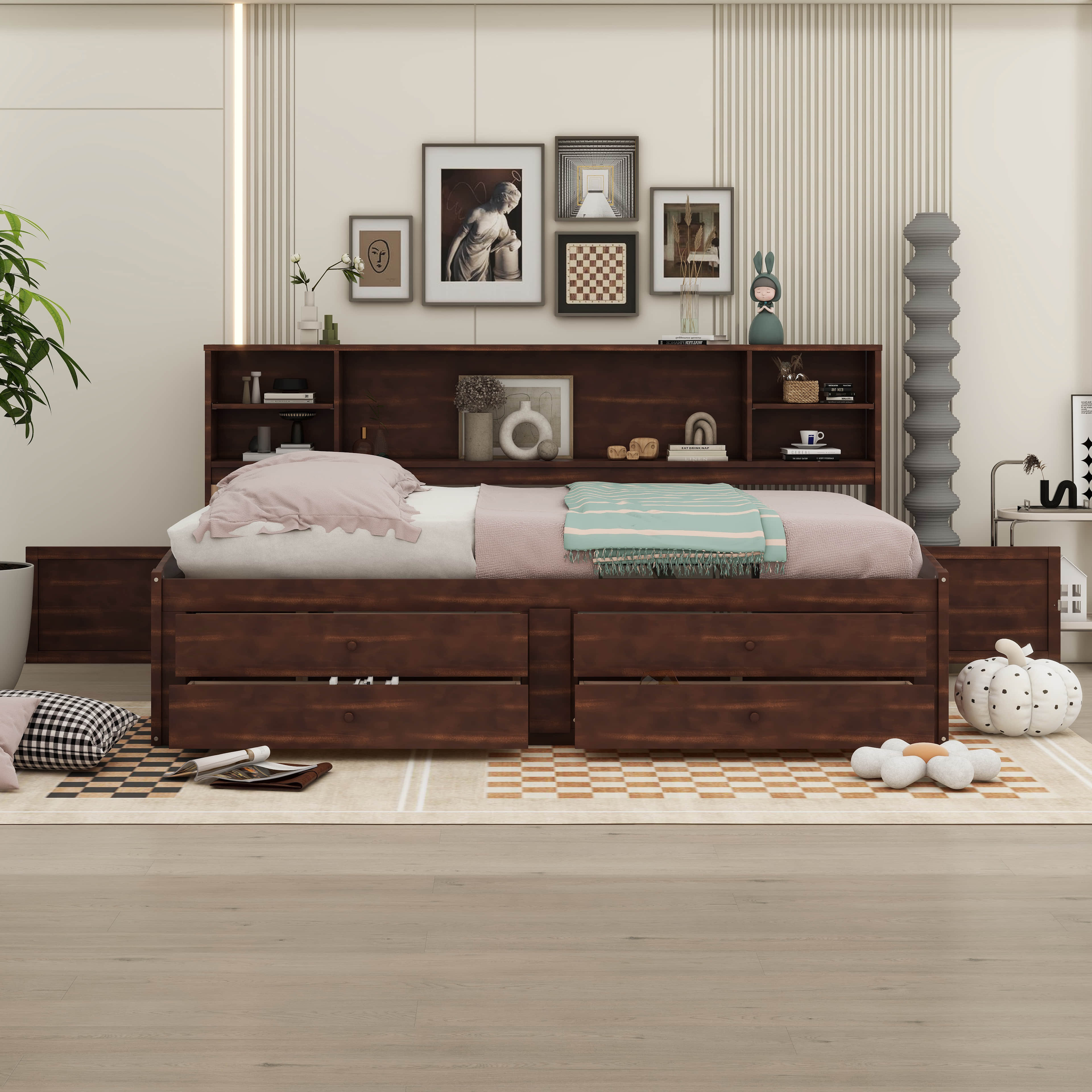 Red Barrel Studio Cromartie Full Size Wooden Captain Bed With Built-In ...