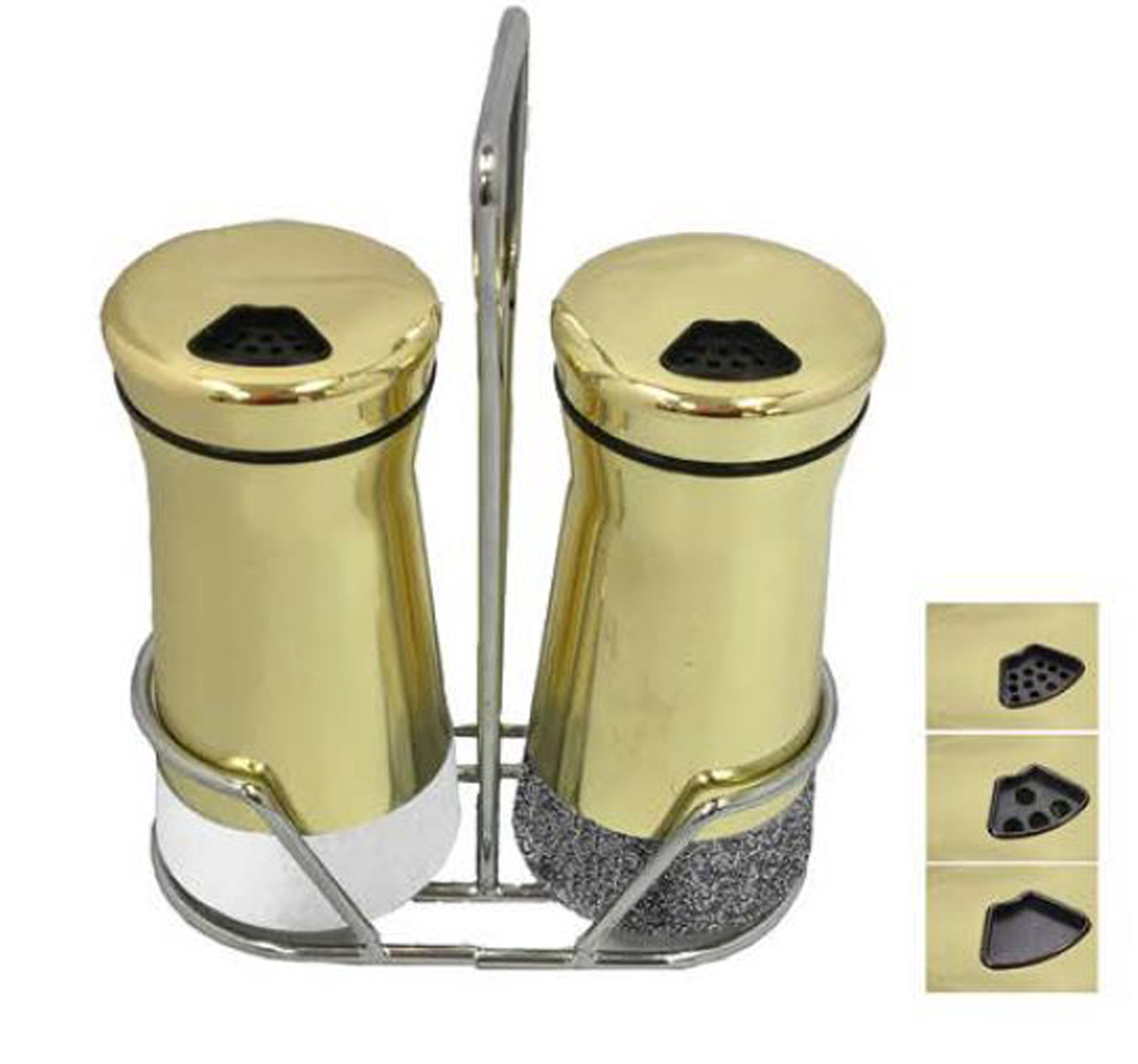 Nouvelle Collections Gold Salt And Pepper Shaker with Stand | Wayfair