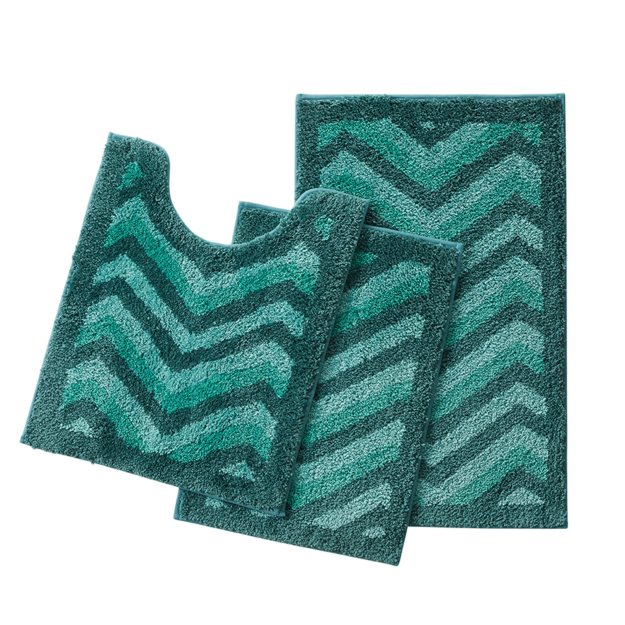Clara Clark Ultra Soft Non-Slip 3 Piece Shaggy Chevron Bath Rug Set ...