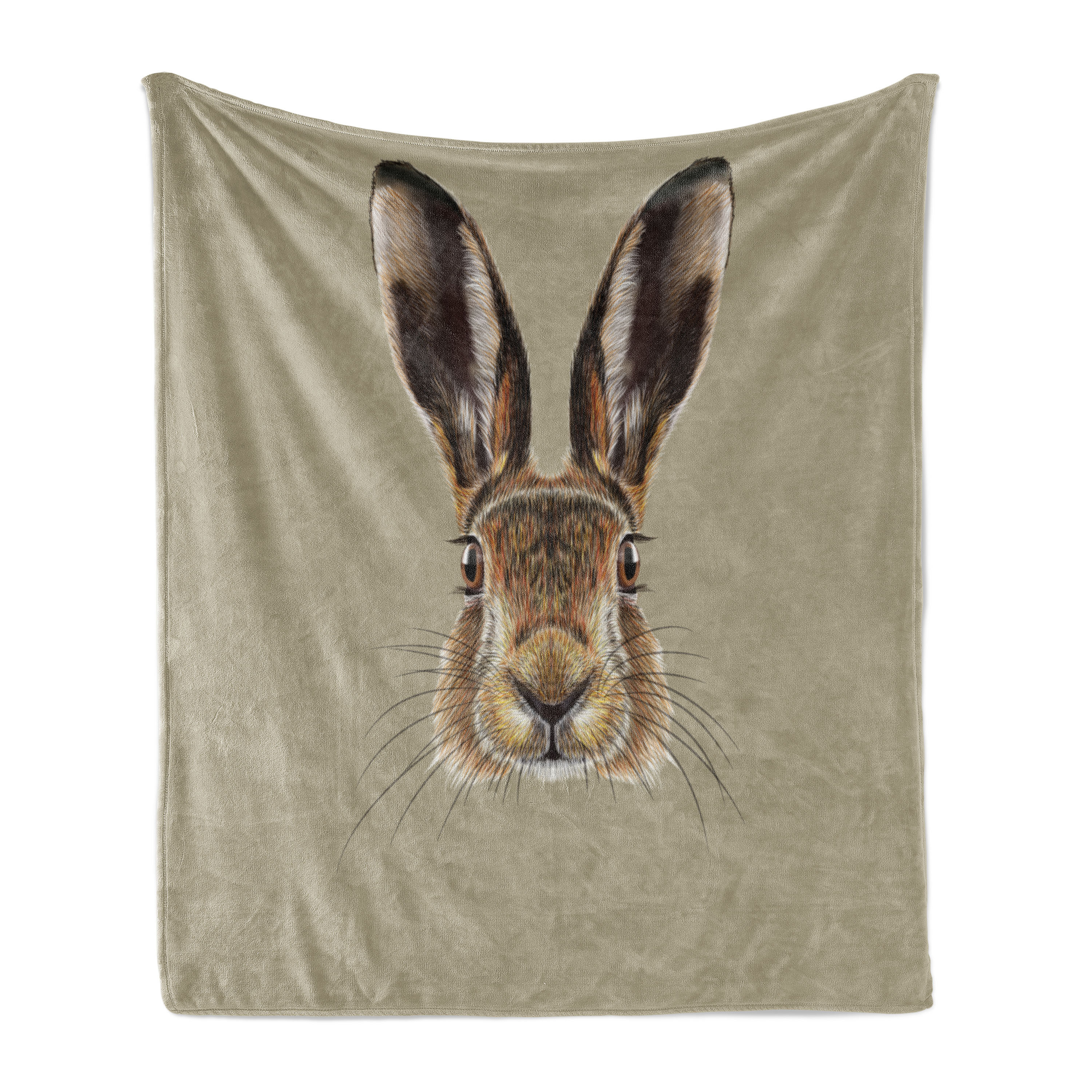 Ambesonne Bunny Fleece Throw Blanket Face of a Wild Hare Realistic ...