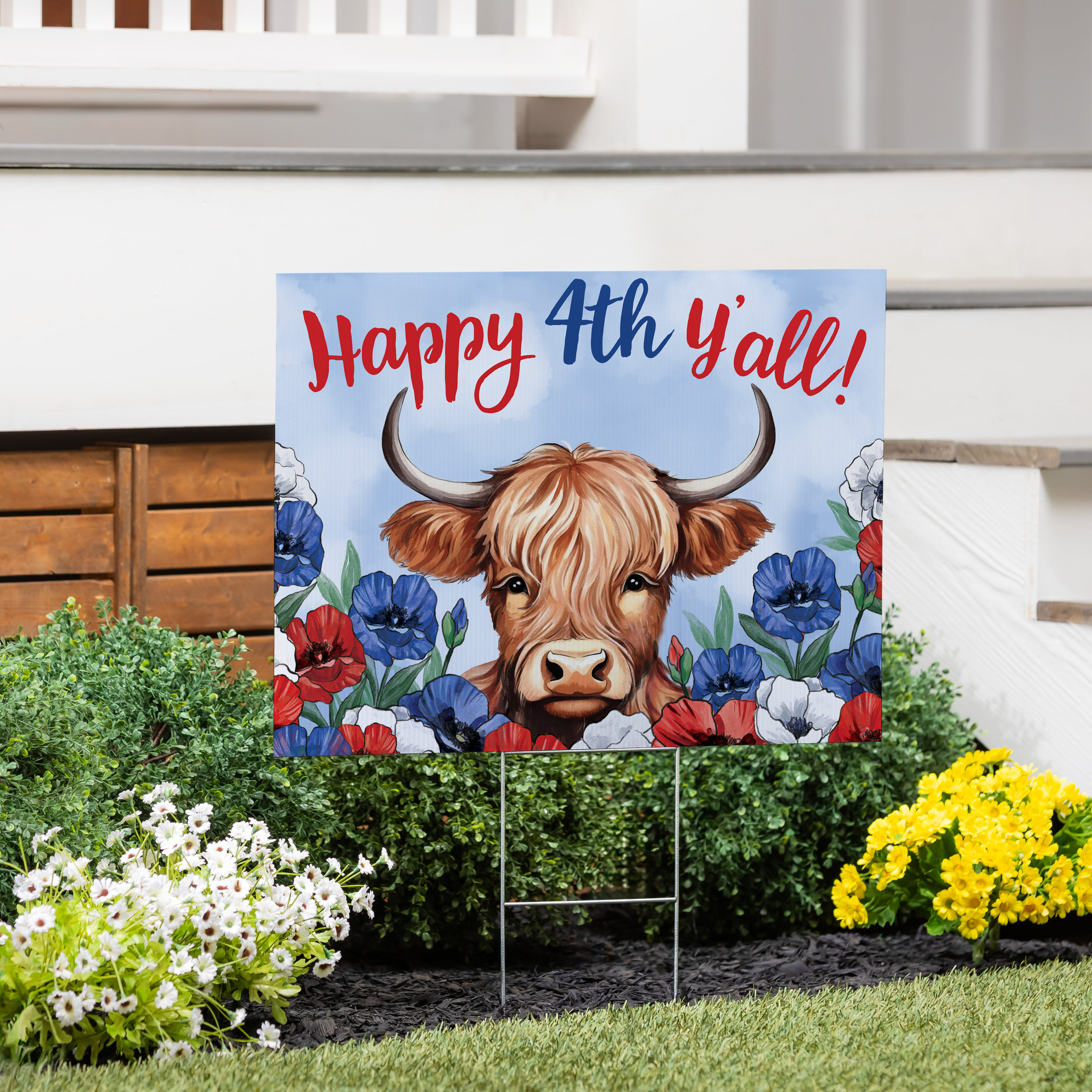 August Grove® American Classic Highland Cow Yard Sign, 24in x 18in ...