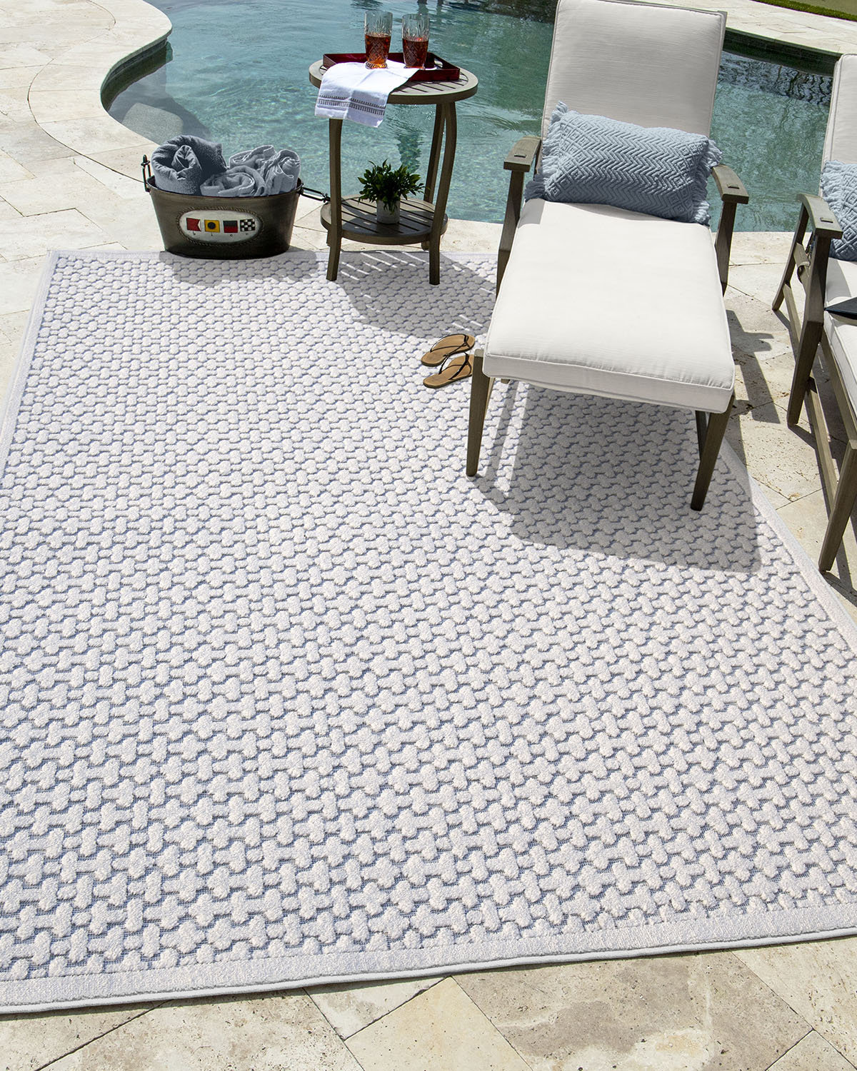 Foundry Select Hallsville Natural Blue High Low Indoor Outdoor Rug ...