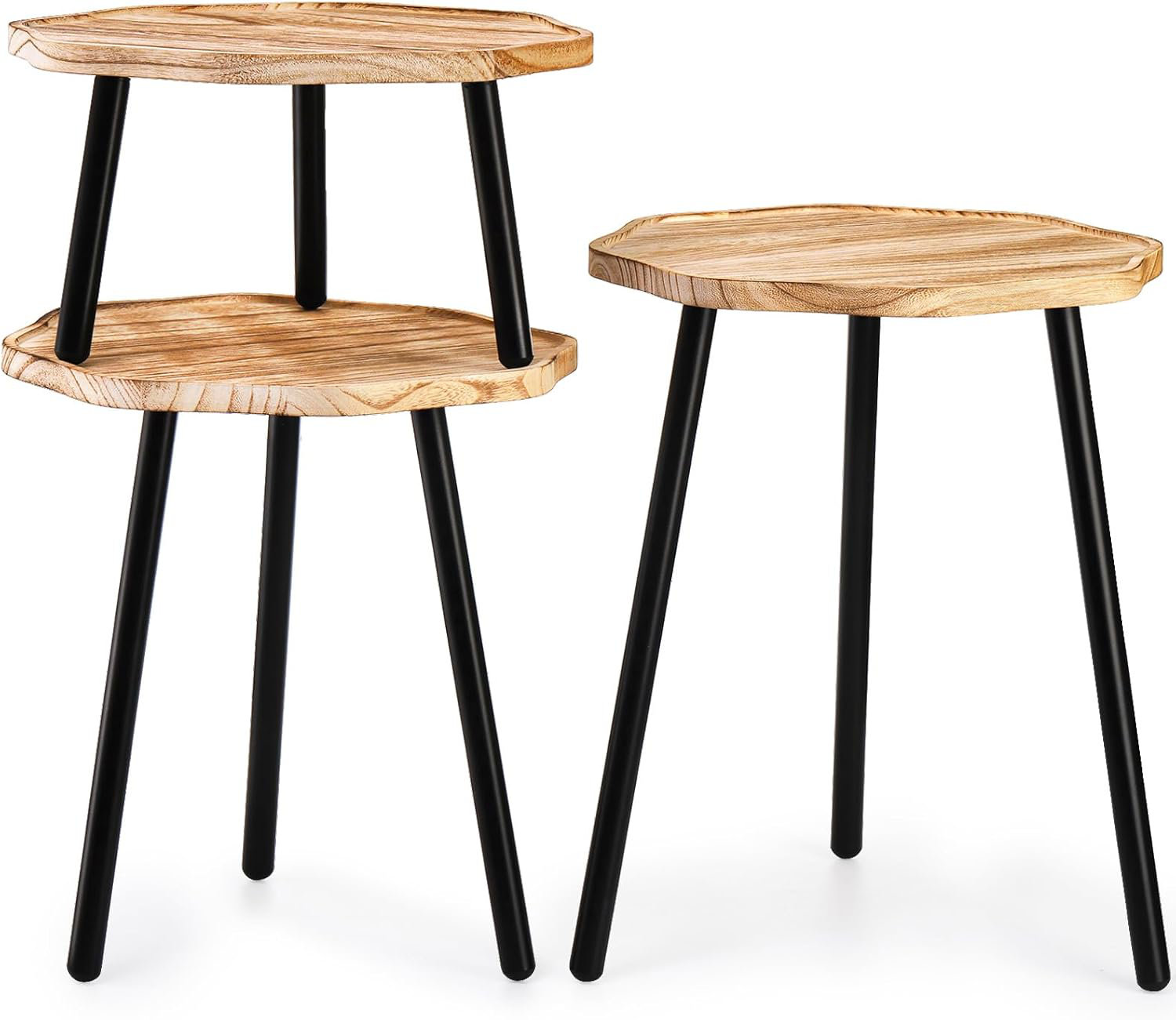 George Oliver 3 Pack Indoor Plant Stand, Wooden Mid Century Plant Stand ...