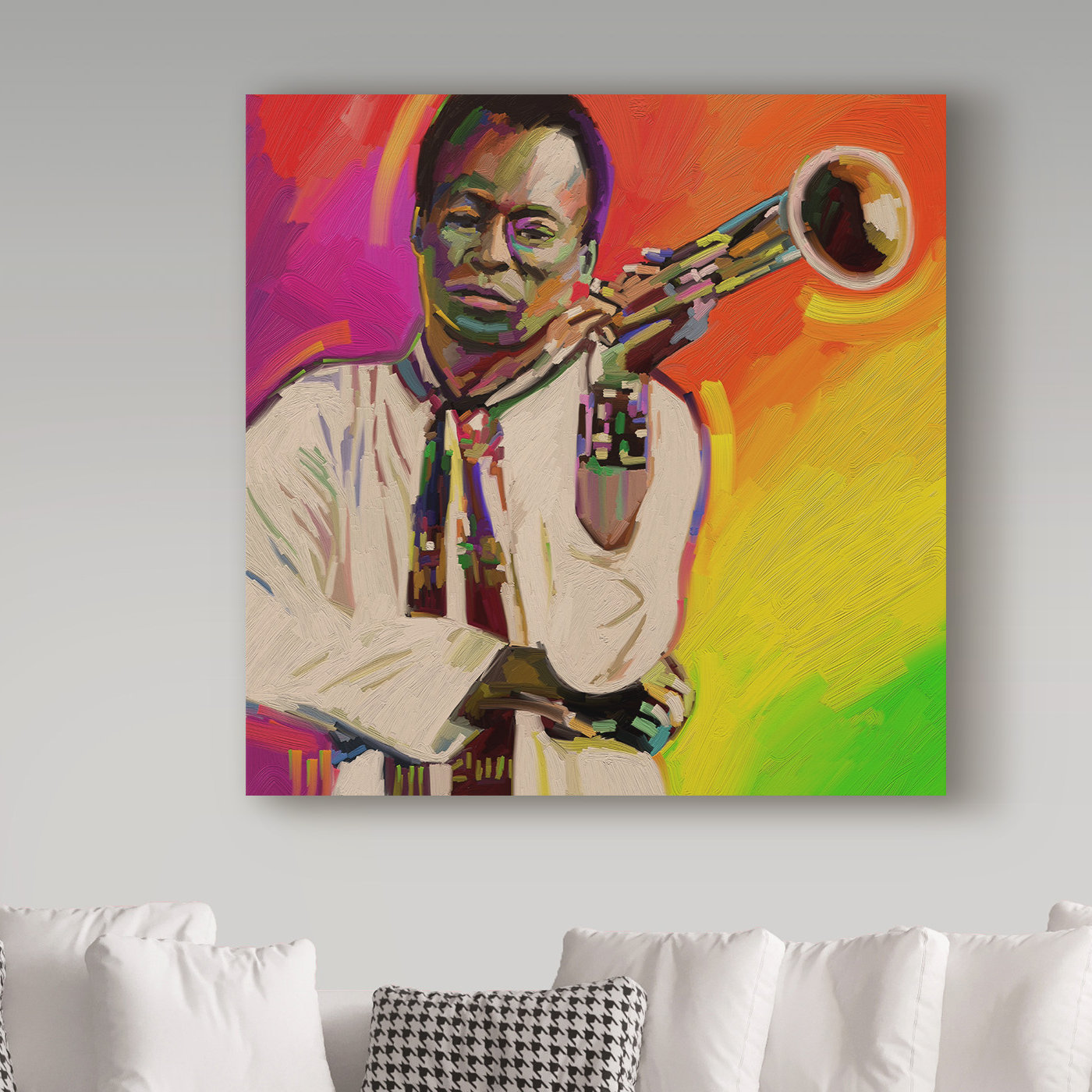 Trademark Fine Art 'Miles Davis Portrait' Print on Wrapped Canvas | Wayfair