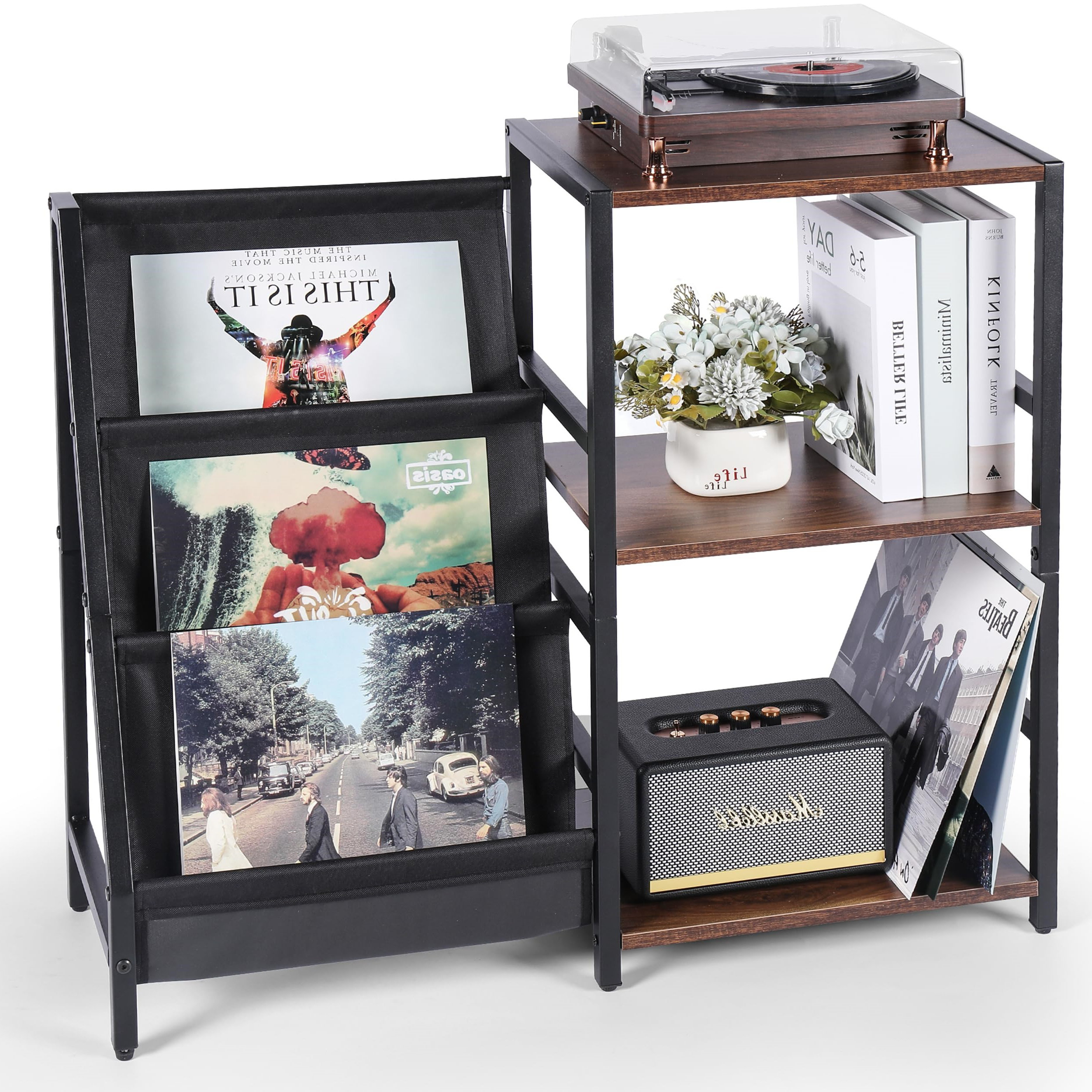 Rebrilliant 3-Tier Modern Industrial Record Player Stand with Vinyl ...